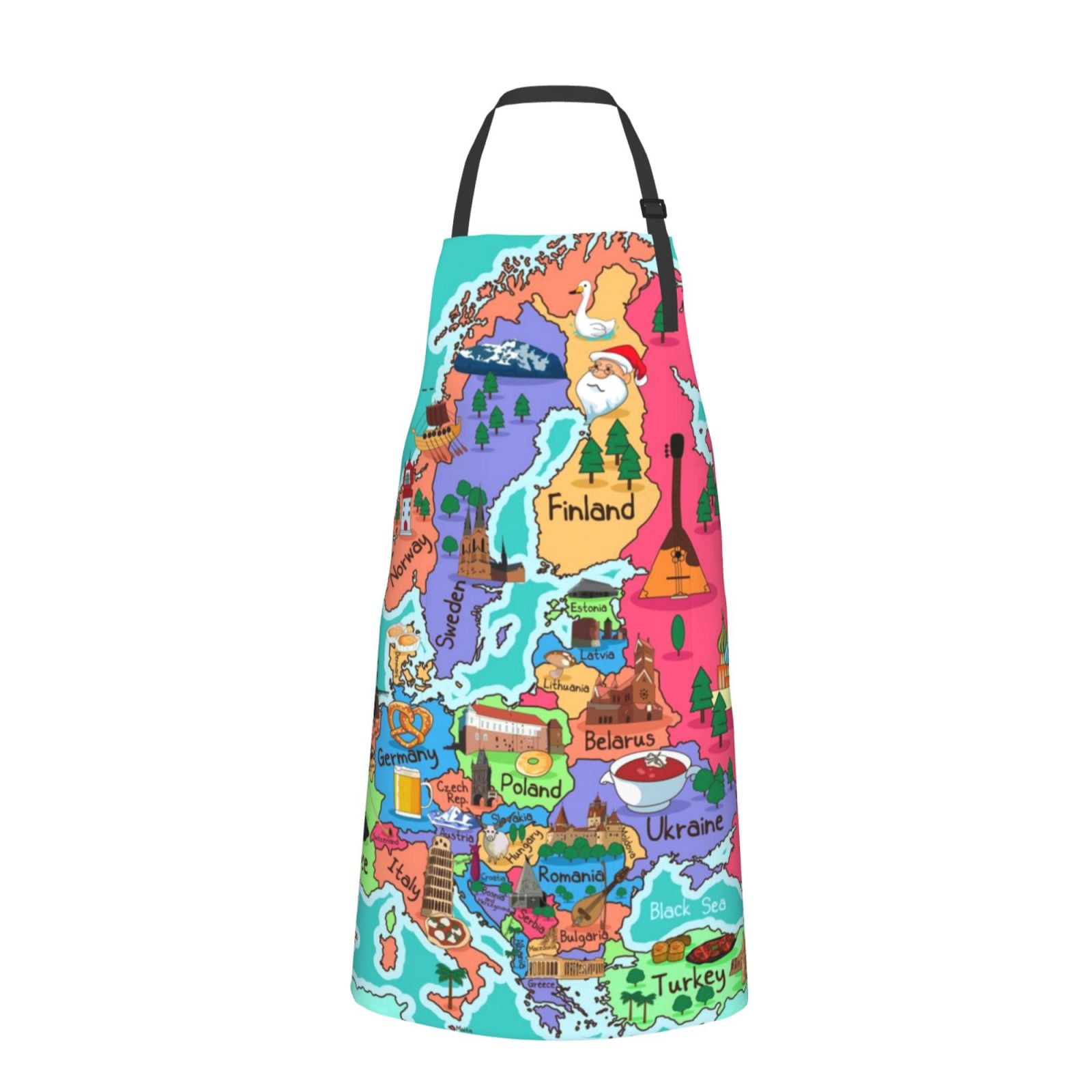 Bingfone Cartoon Map Of Europe Apron Gifts For Men, Women Professional ...
