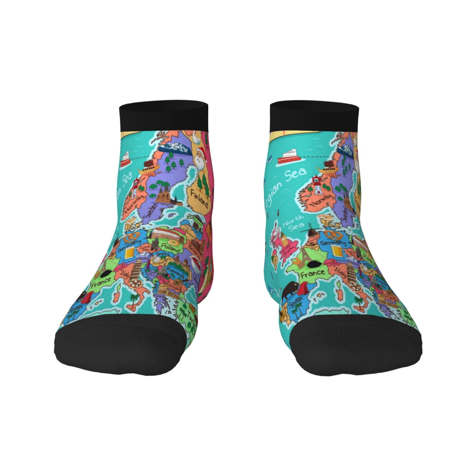 Bingfone Cartoon Map Of Europe Design Patterned Men'S Women'S Casual ...