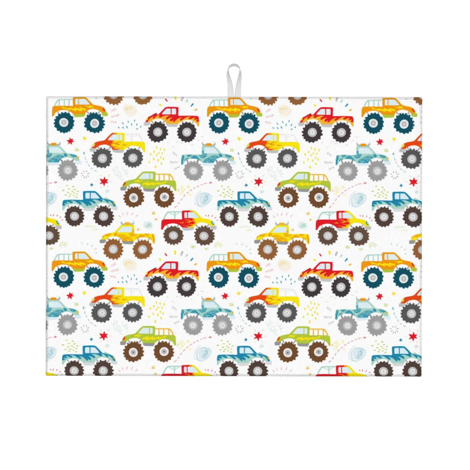 Bingfone Cartoon Monster Trucks ,18" x 24"Dish Drying Mat for Kitchen ...
