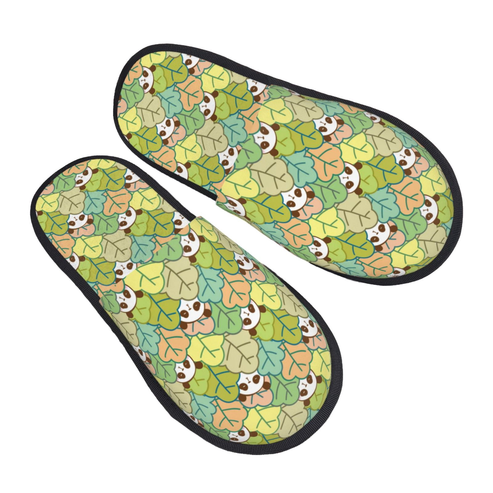 Bingfone Cartoon Panda And Leaf House Slippers for Women Men with Soft ...