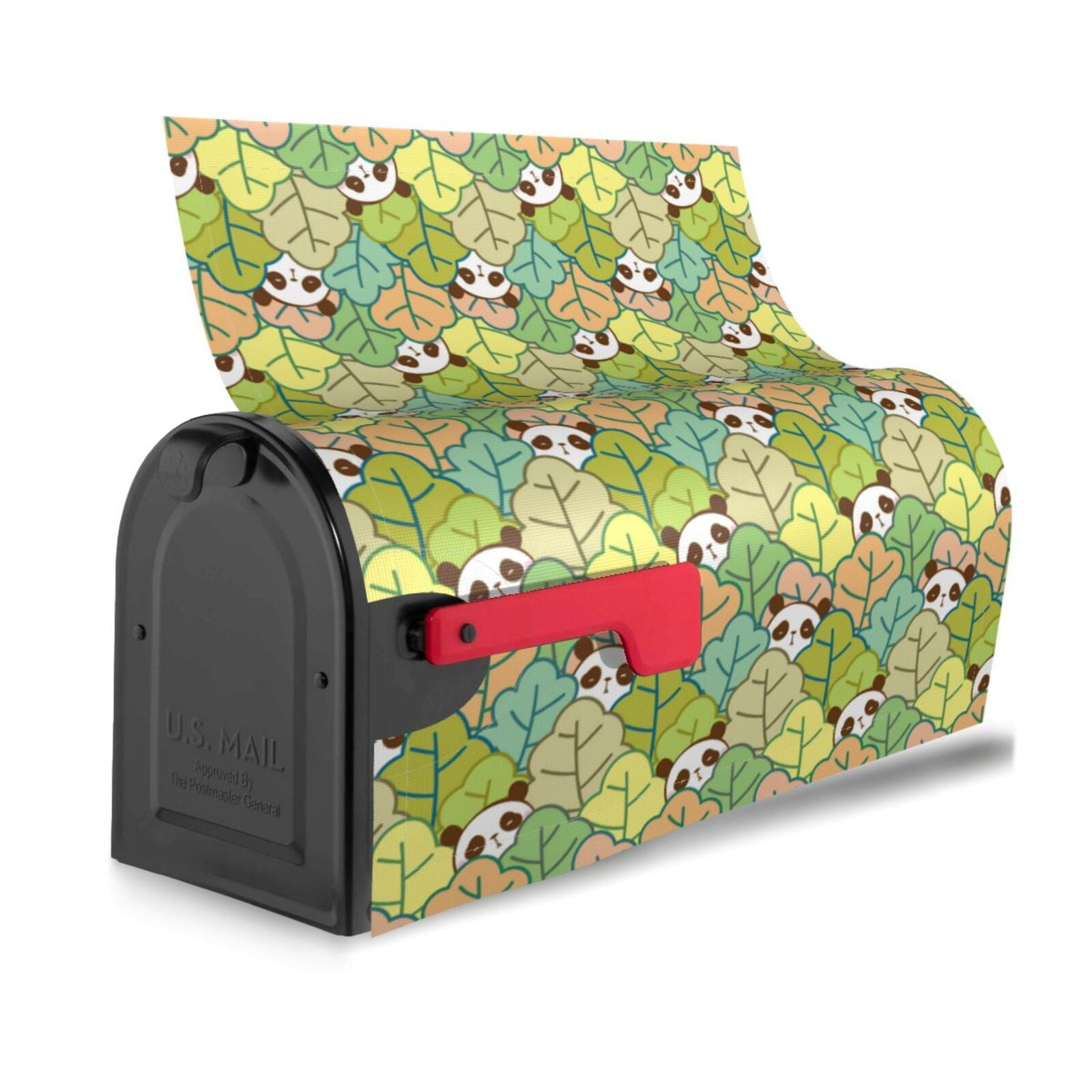 Bingfone Cartoon Panda And Leaf Magnetic Mailbox Cover Standard Size ...