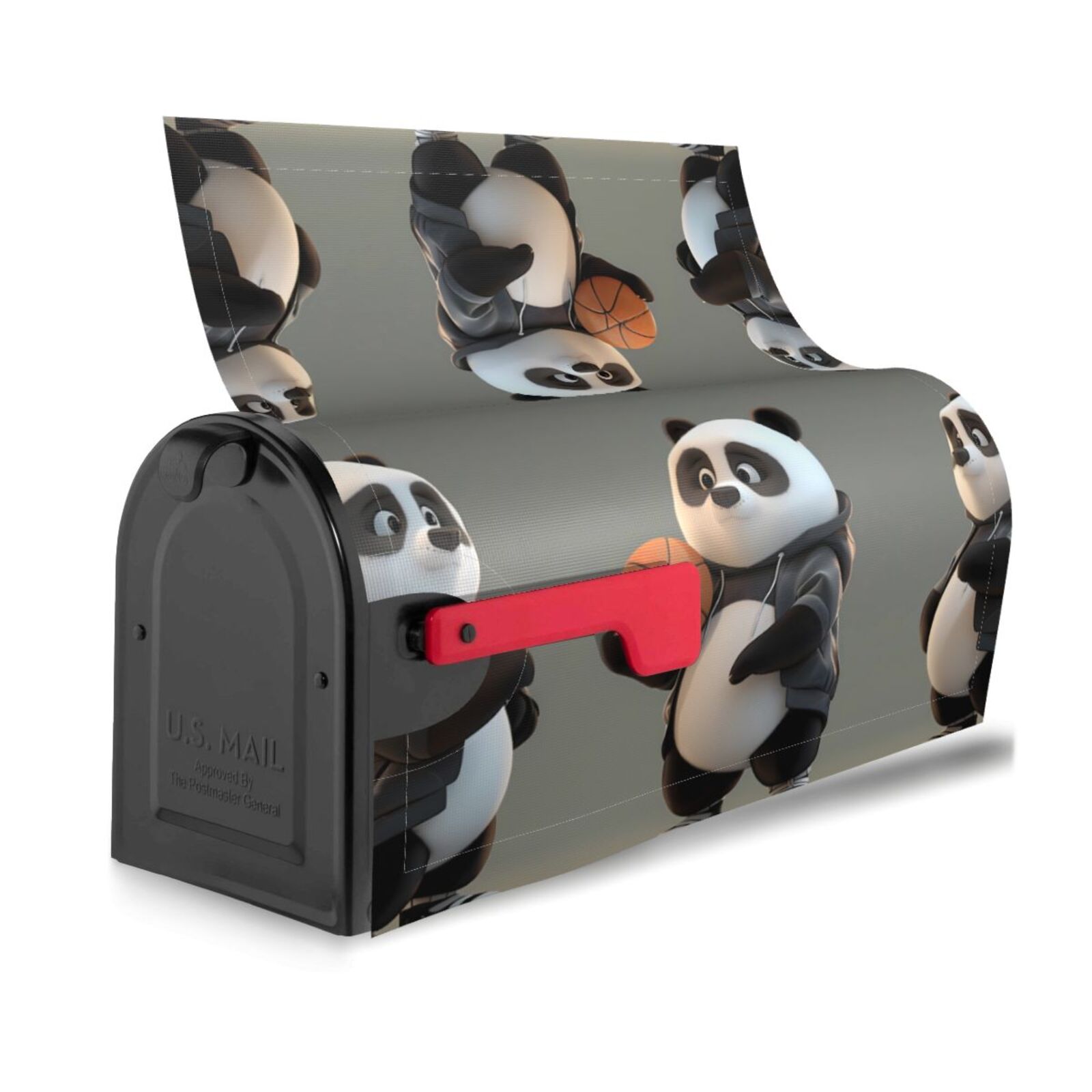 Bingfone Cartoon Pandas Basketball Magnetic Mailbox Cover Standard Size ...
