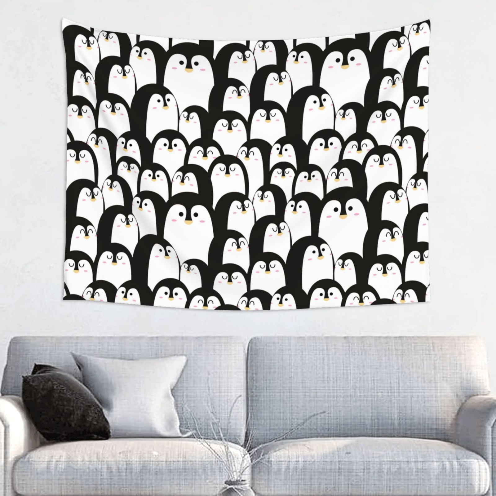 Bingfone Cartoon Penguin Tapestry Wall Hanging Decor for Living Room ...