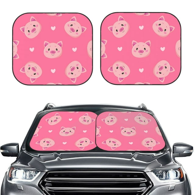 Bingfone Cartoon Pigs And Hearts Windshield Sun Shade 2-Piece Foldable ...