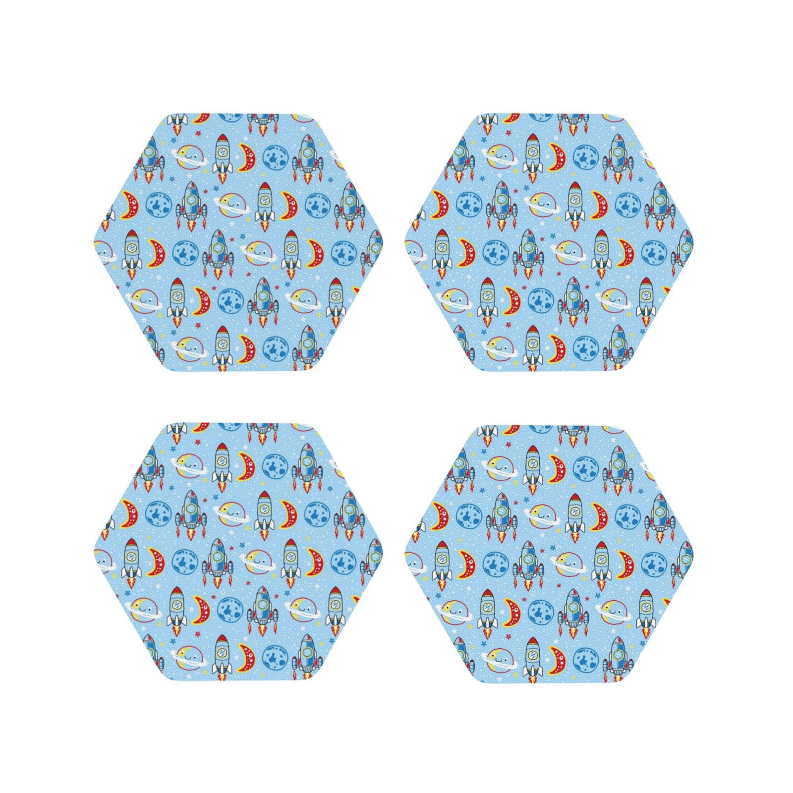 Bingfone Cartoon Rocket With Space Personalized Coaster Set 4 for ...