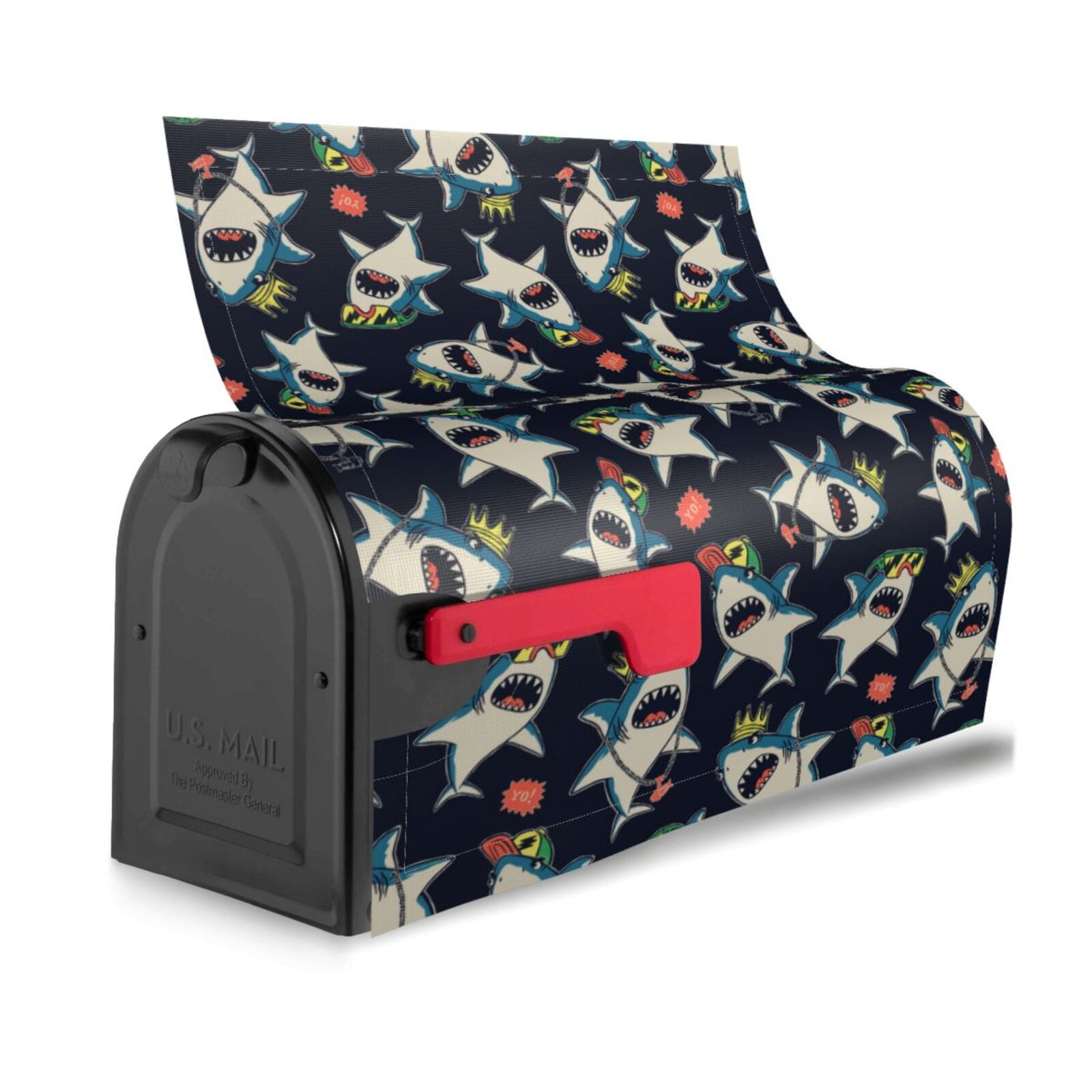 Bingfone Cartoon Sharks Magnetic Mailbox Cover Standard Size for Garden ...