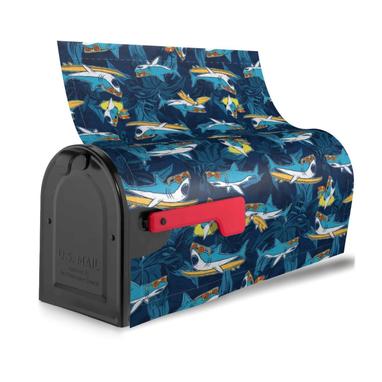 Bingfone Cartoon Surfer Sharks Magnetic Mailbox Cover Standard Size for ...