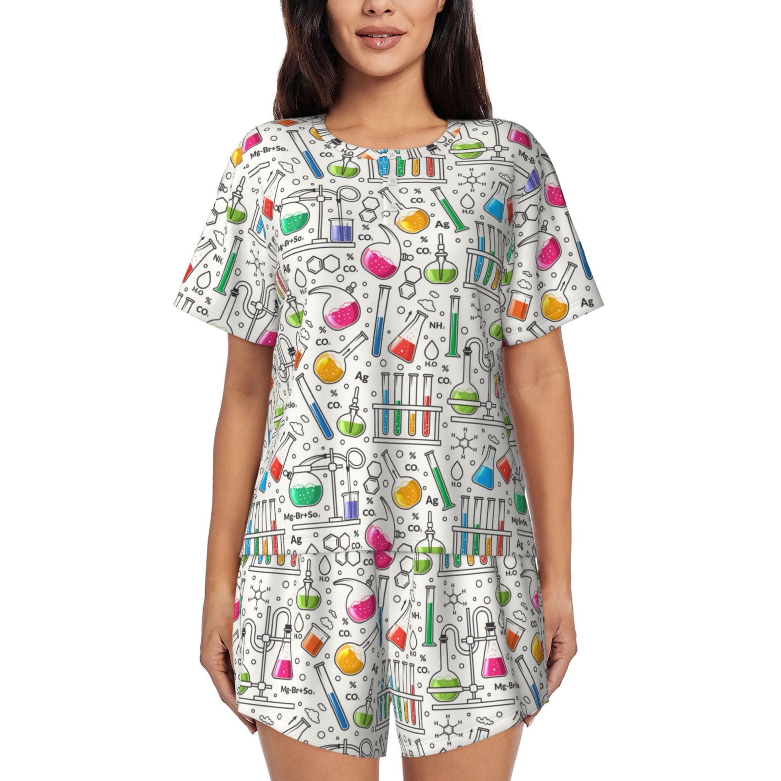 Bingfone Chemical Flasks And Test Tubes Print Pajamas Sets for Women ...