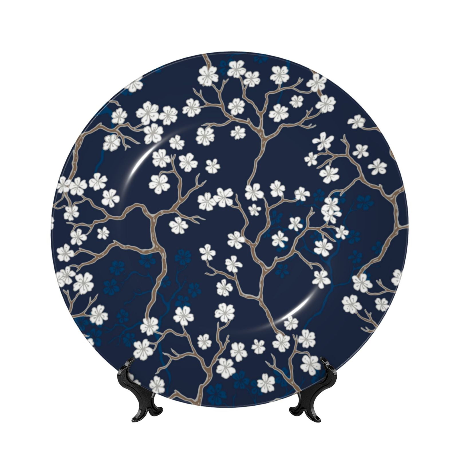 Bingfone Cherry Blossoms on Navy Background Print Bone China Dinner ...