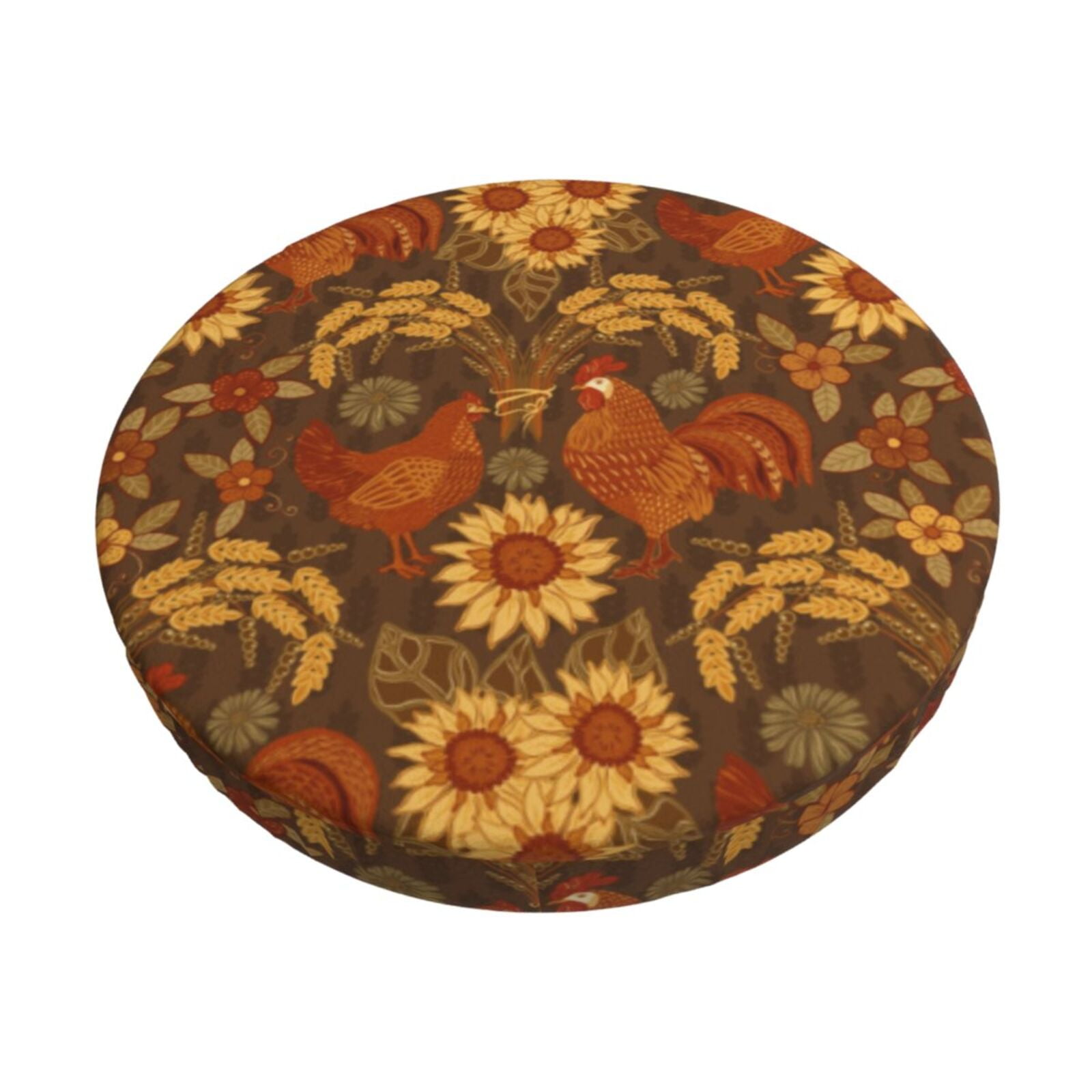 Bingfone Chicken And Rooster Padded Round Bar Stool Cover Cushion with ...