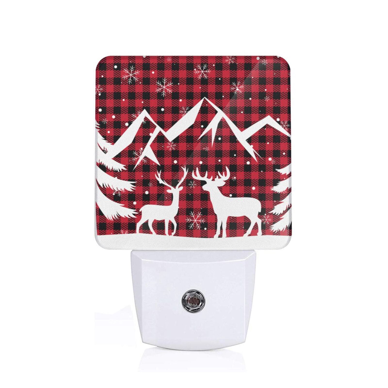 Bingfone Christmas Buffalo Plaid Print Night Lights Plug into Wall,Dusk ...