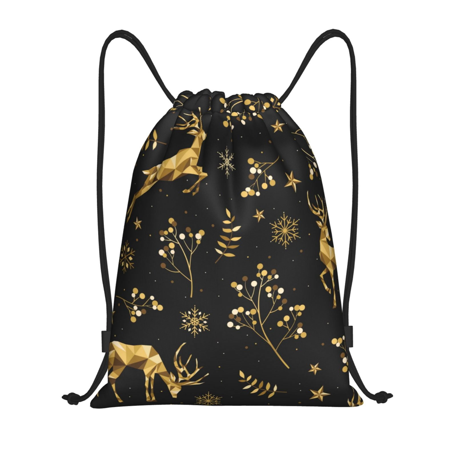 Bingfone Christmas Gold Deers1 Drawstrings Backpacks Bags For Men Women ...