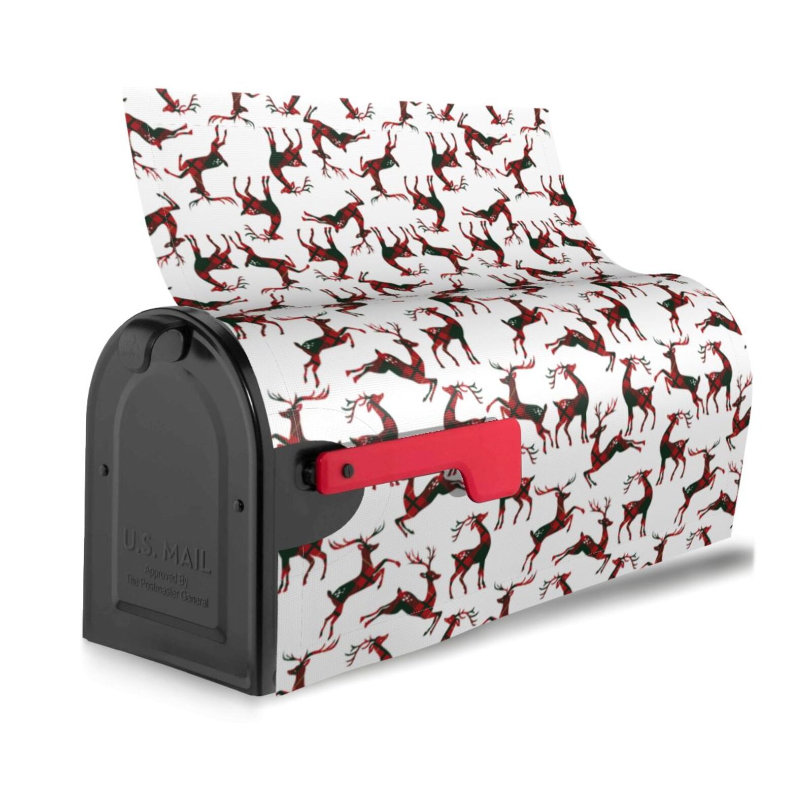 Bingfone Christmas Plaid Moose Magnetic Mailbox Cover Standard Size for ...