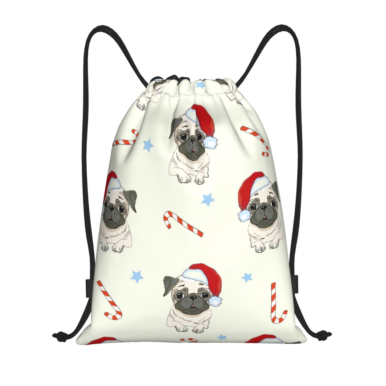 Bingfone Christmas Pug Dog Drawstrings Backpacks Bags For Men Women Gym ...