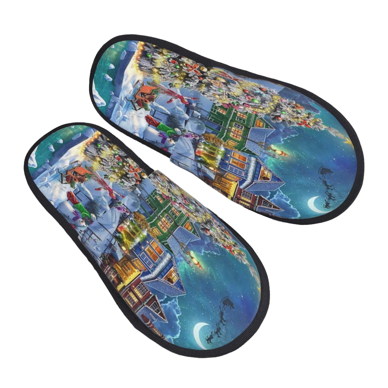 Bingfone Christmas Tree House Slippers For Women Men With Soft Rubber ...