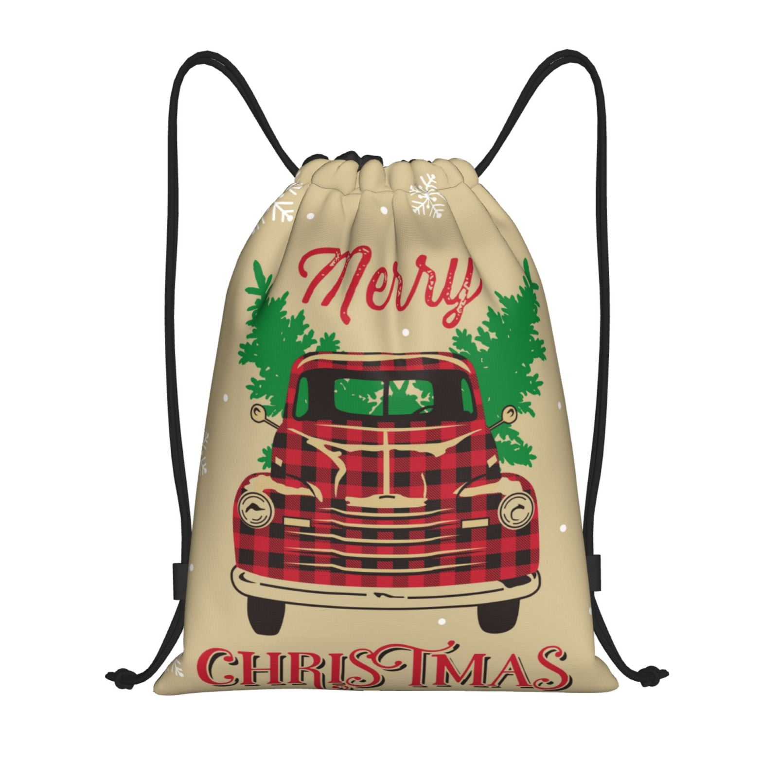 Bingfone Christmas Vintage Red Truck Drawstrings Backpacks Bags For Men ...