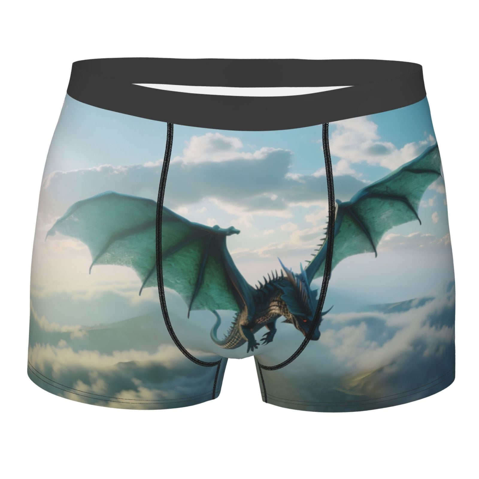 Bingfone Cloud Sky Green Dragon Men's Underwear - Casual Stretch Boxer ...