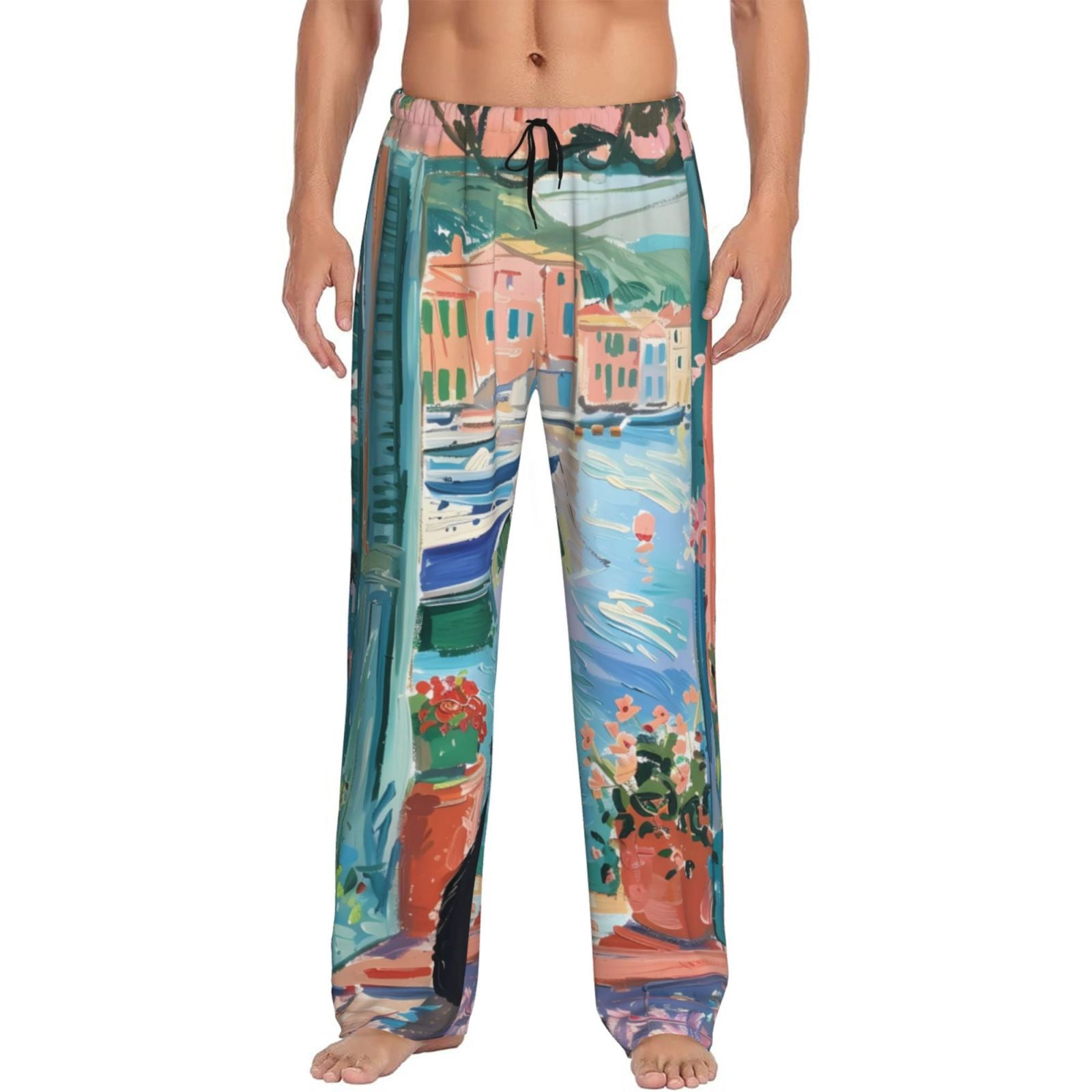 Bingfone Coastal Cat By The Window Mens All Over Print Sleep Pajama ...