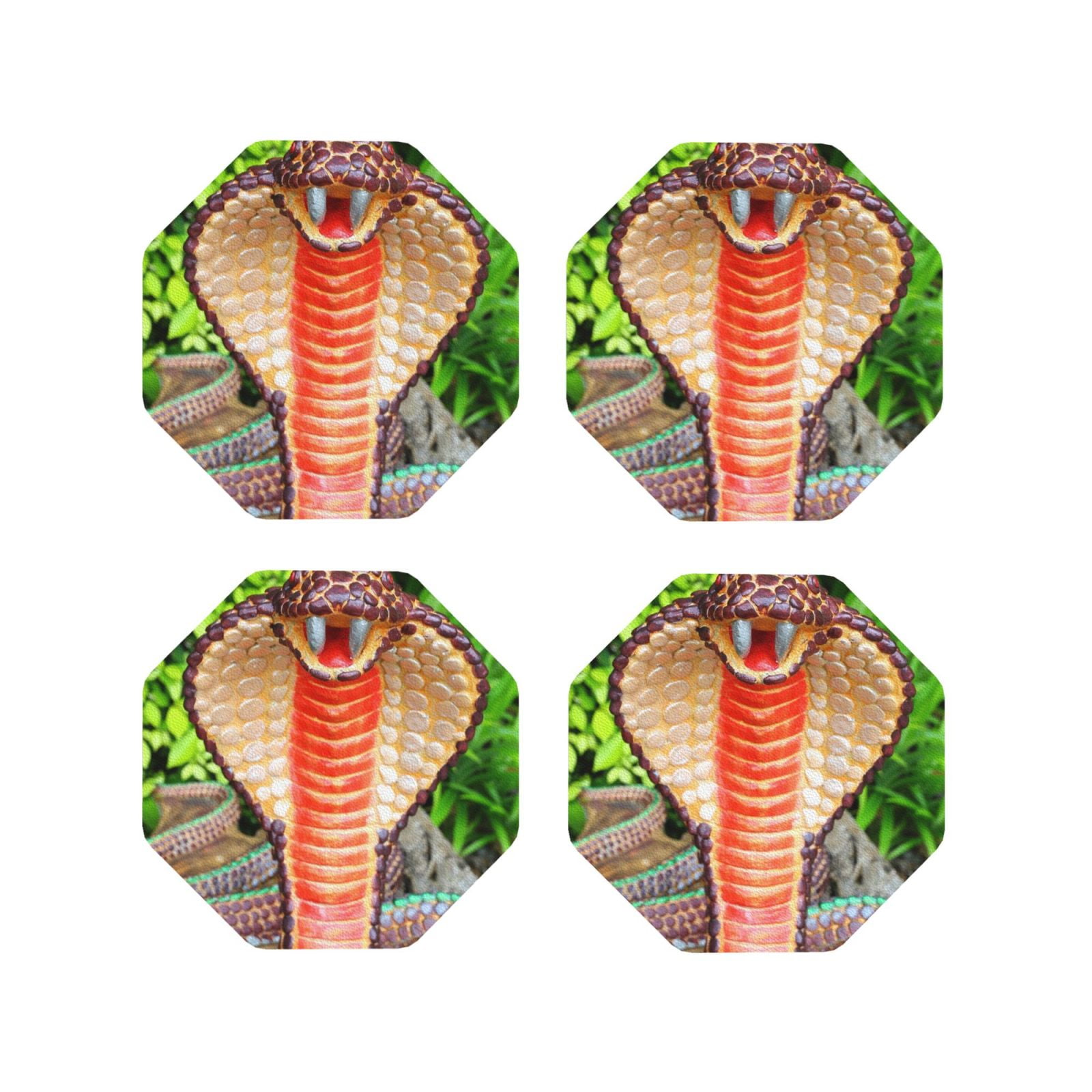 Bingfone Cobra Snake Personalized Coaster Set 4 for Drinks Coffee Table ...