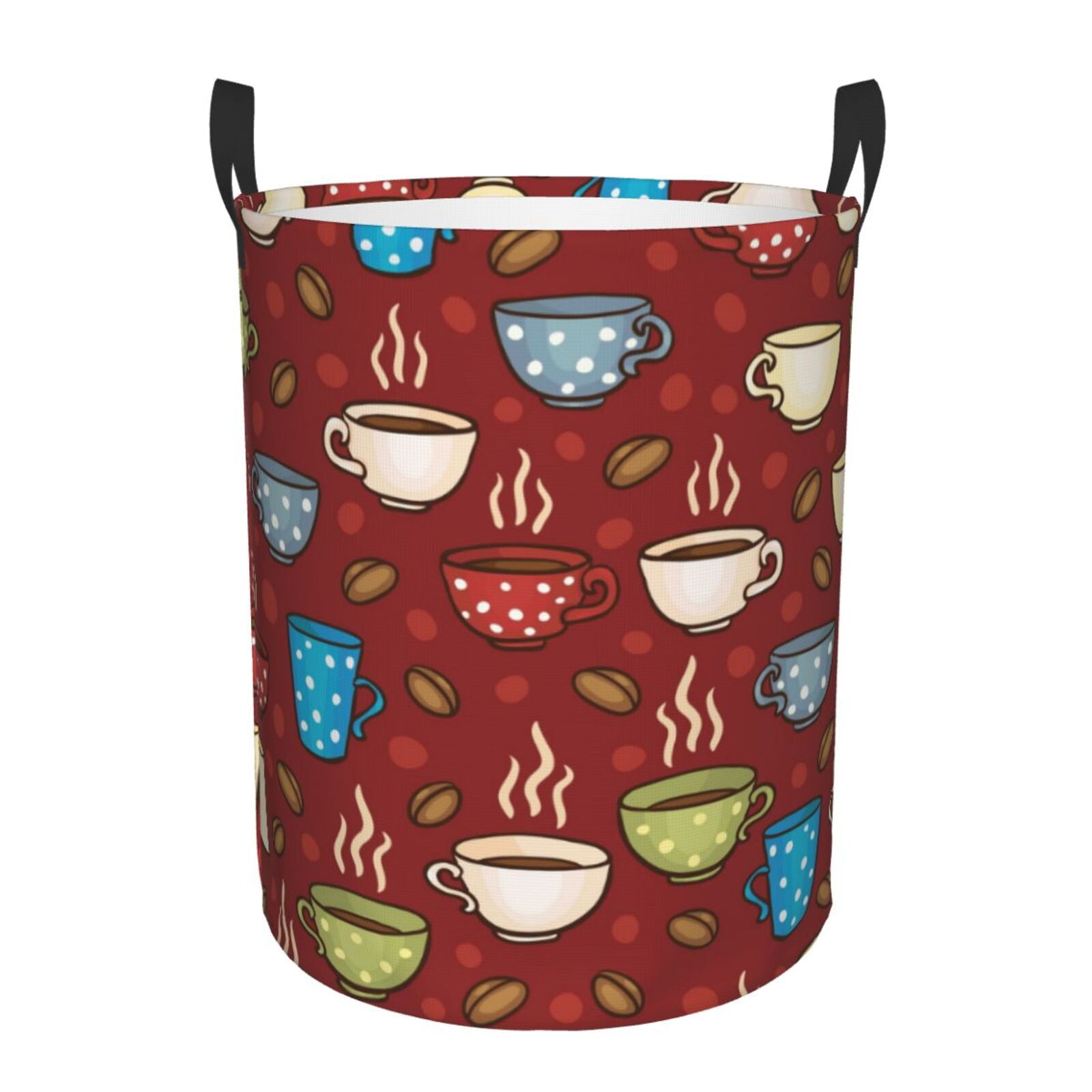 Bingfone Coffee Cups Waterproof Foldable Laundry Hamper Bucket With ...