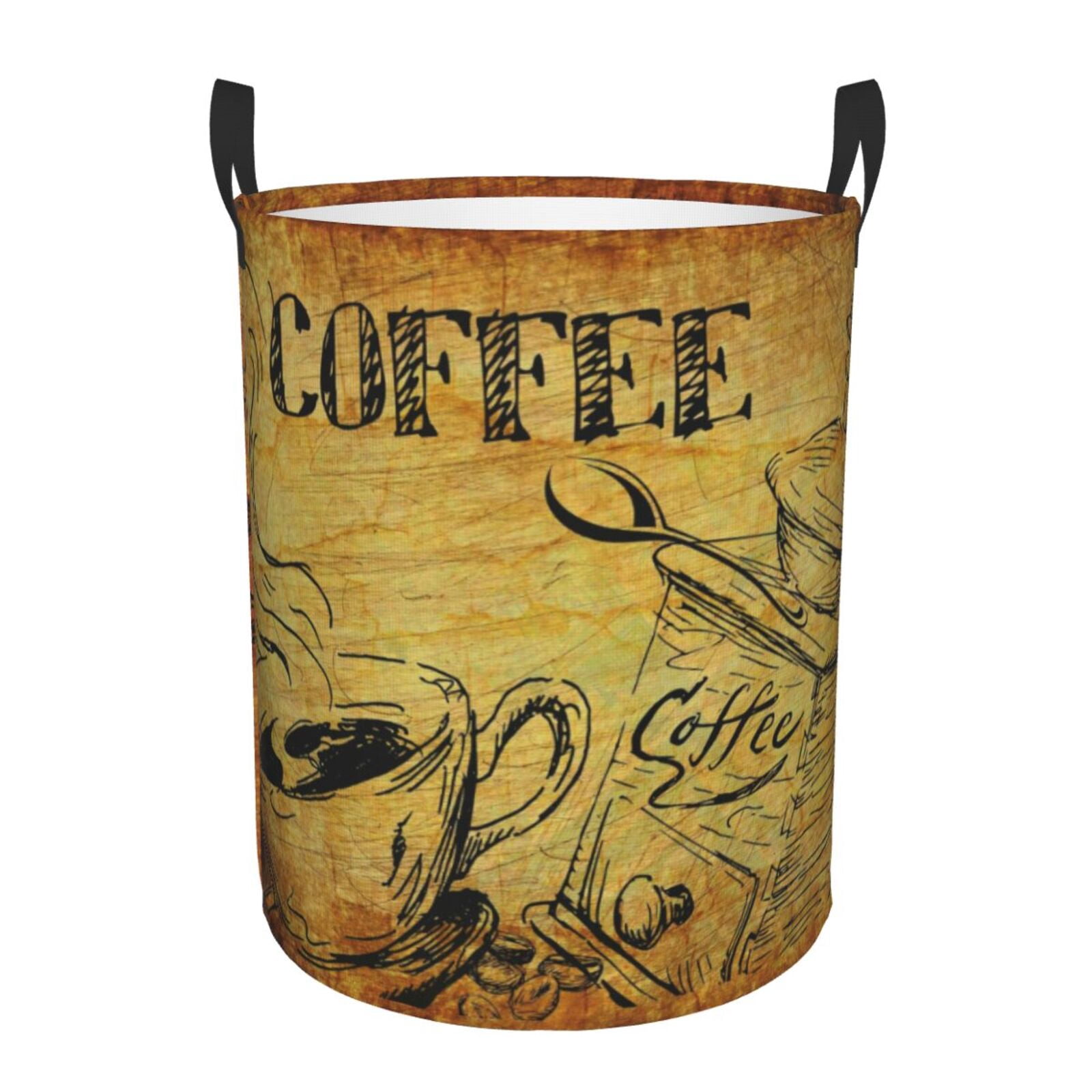 Bingfone Coffee Vintage Waterproof Foldable Laundry Hamper Bucket With ...