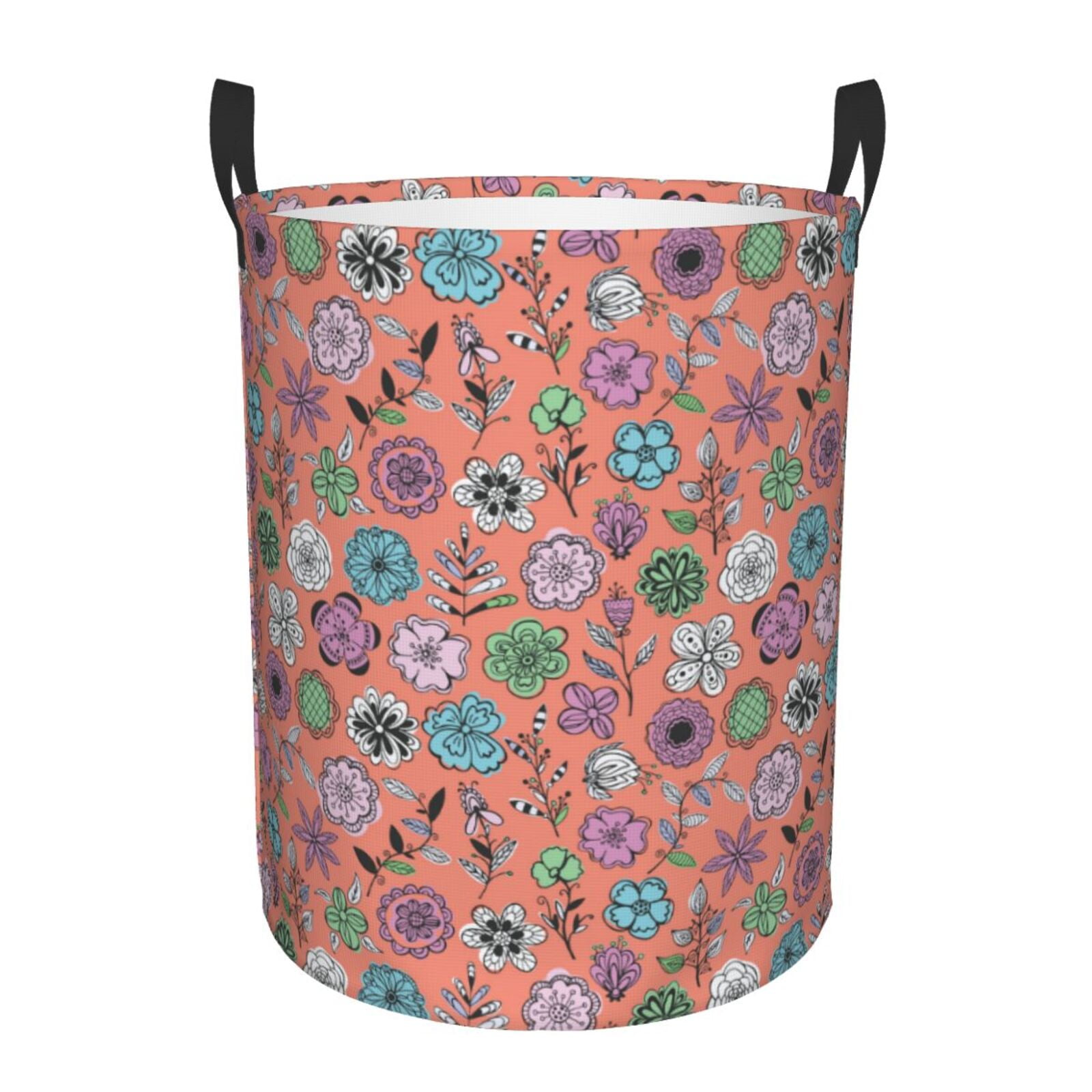 Bingfone Color Flowers Waterproof Foldable Laundry Hamper Bucket with ...