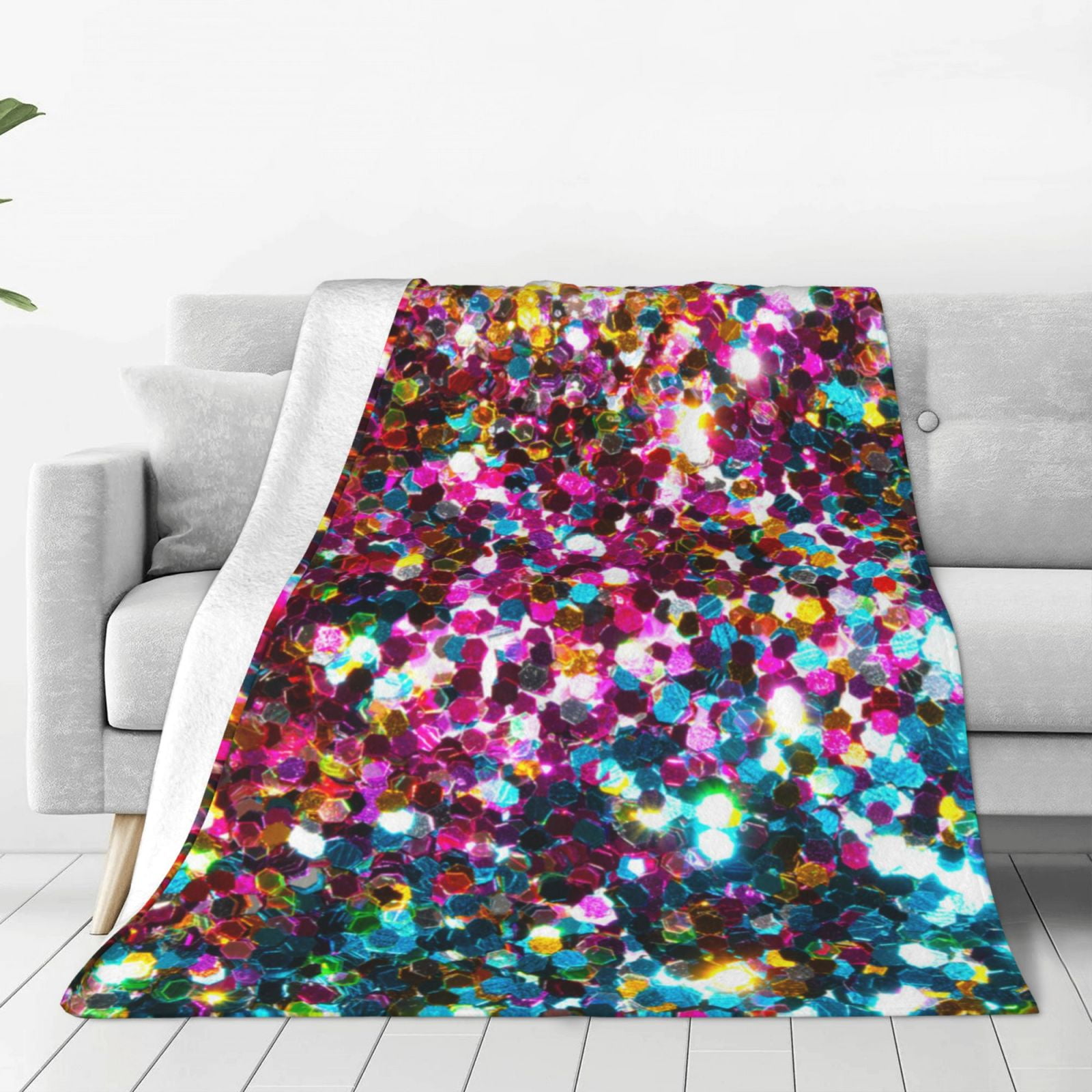 Bingfone Color Shiny Print Flannel Fleece Blanket Throw Blanket for Bed ...