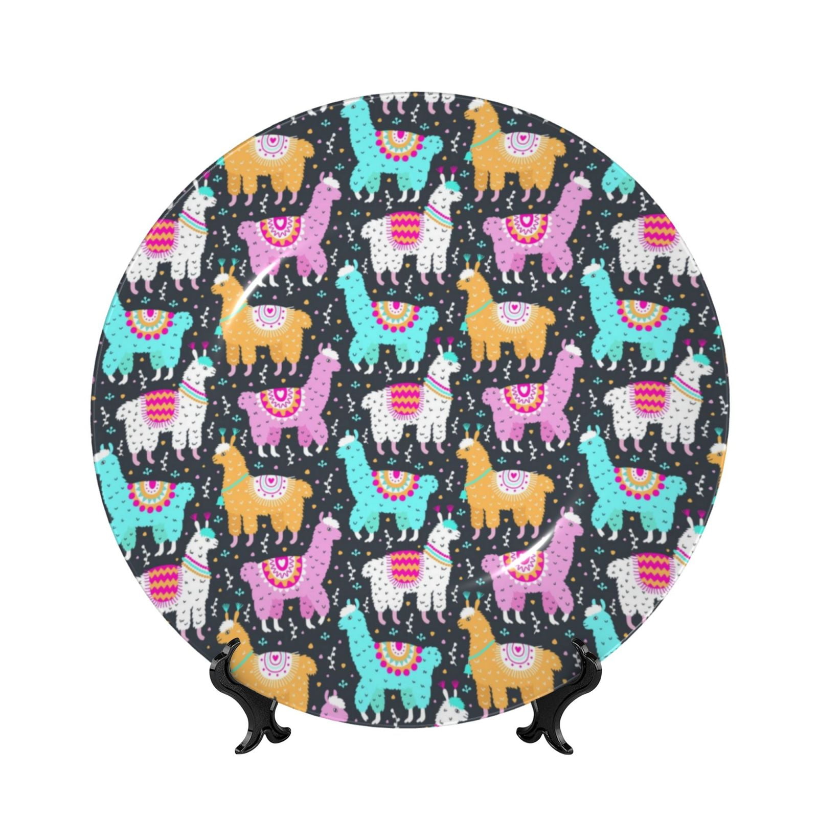 Bingfone Colorful Alpaca Print Bone China Dinner Decorative Plates ...