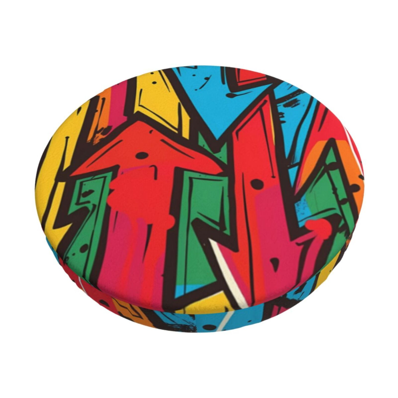 Bingfone Colorful Arrow Graffiti Pattern Padded Round Bar Stool Cover ...