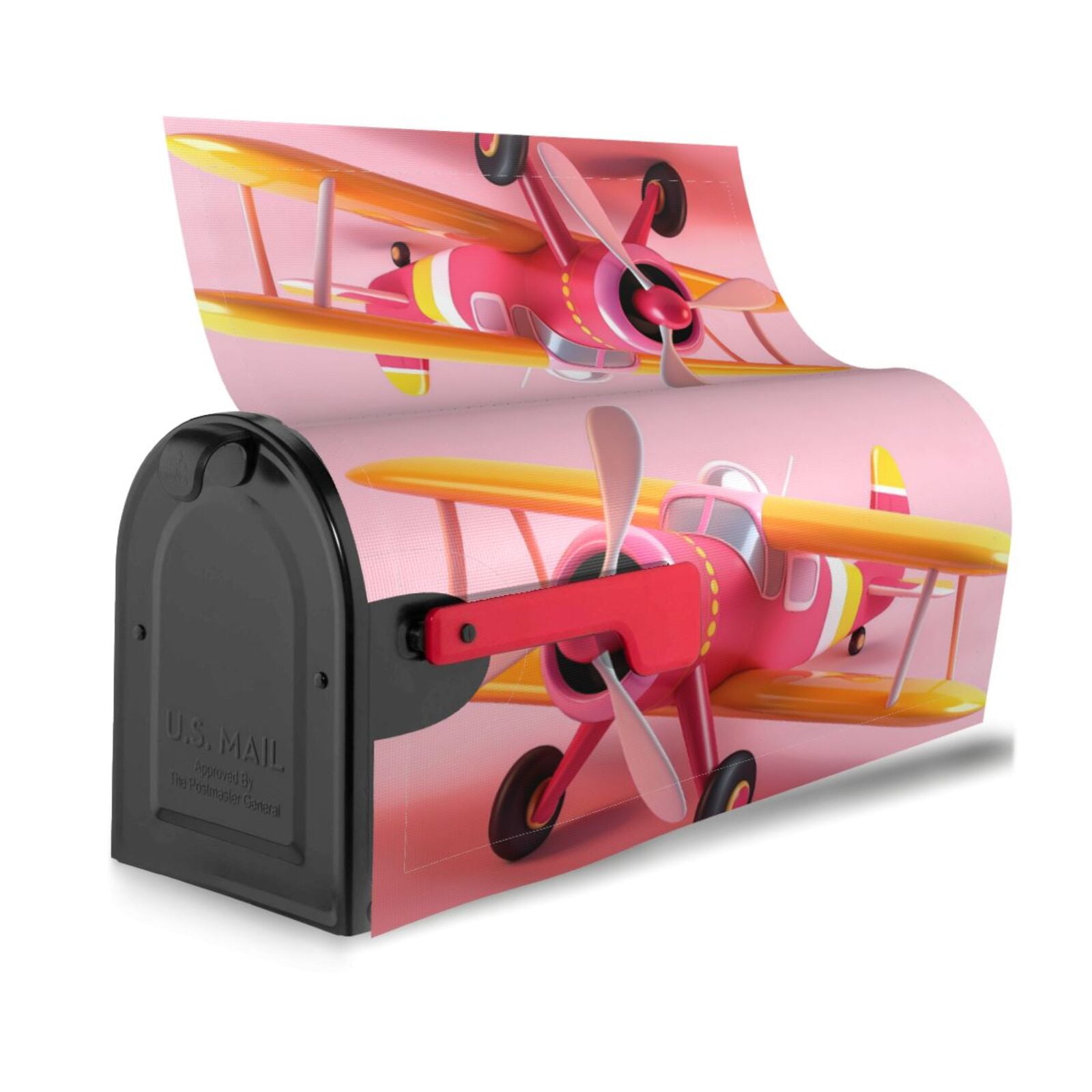 Bingfone Colorful Cartoon Biplane Magnetic Mailbox Cover Standard Size ...