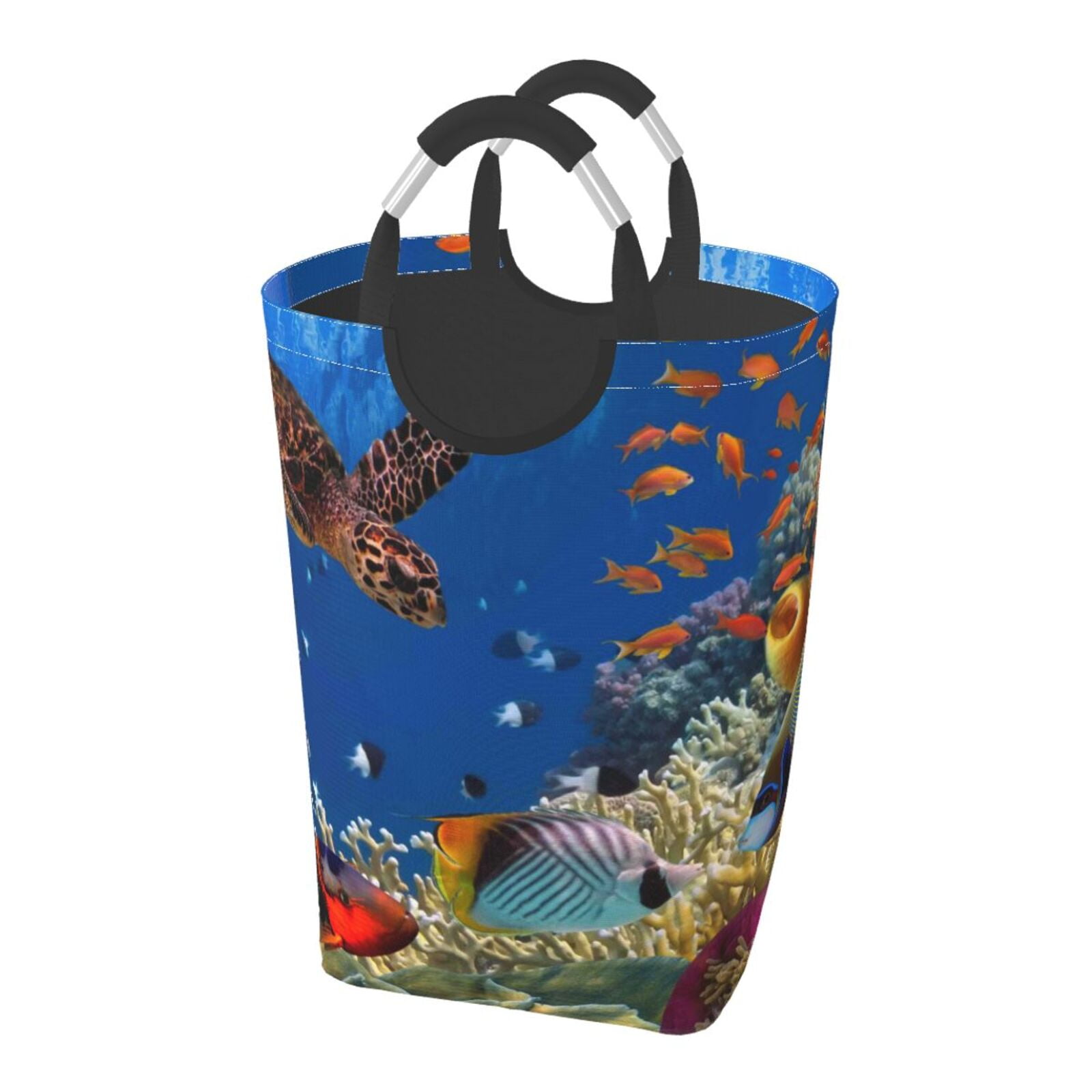 Bingfone Colorful Coral Reef Laundry Hamper,Large Canvas Fabric ...