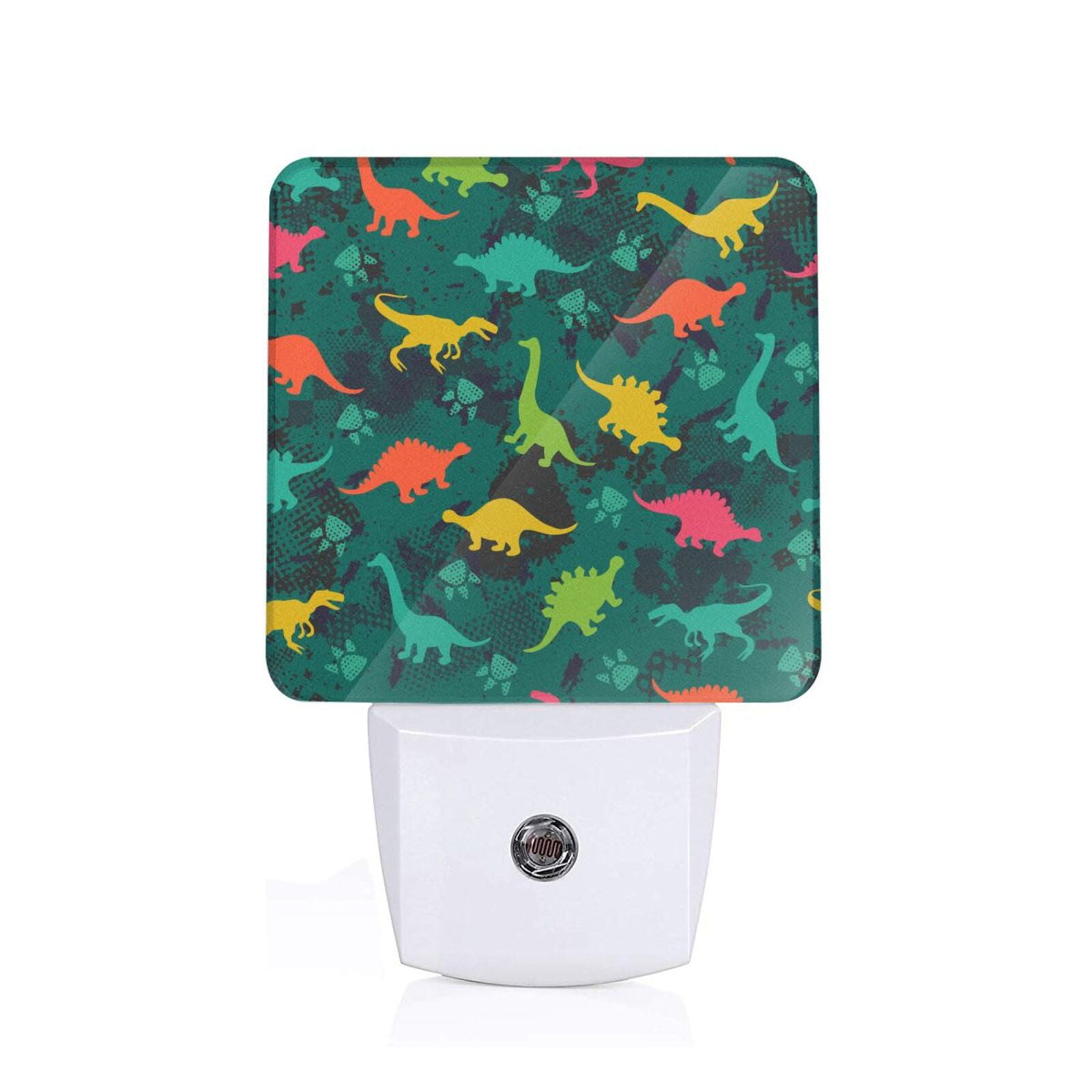 Bingfone Colorful Dinosaurs Print Night Lights Plug into Wall,Dusk to ...