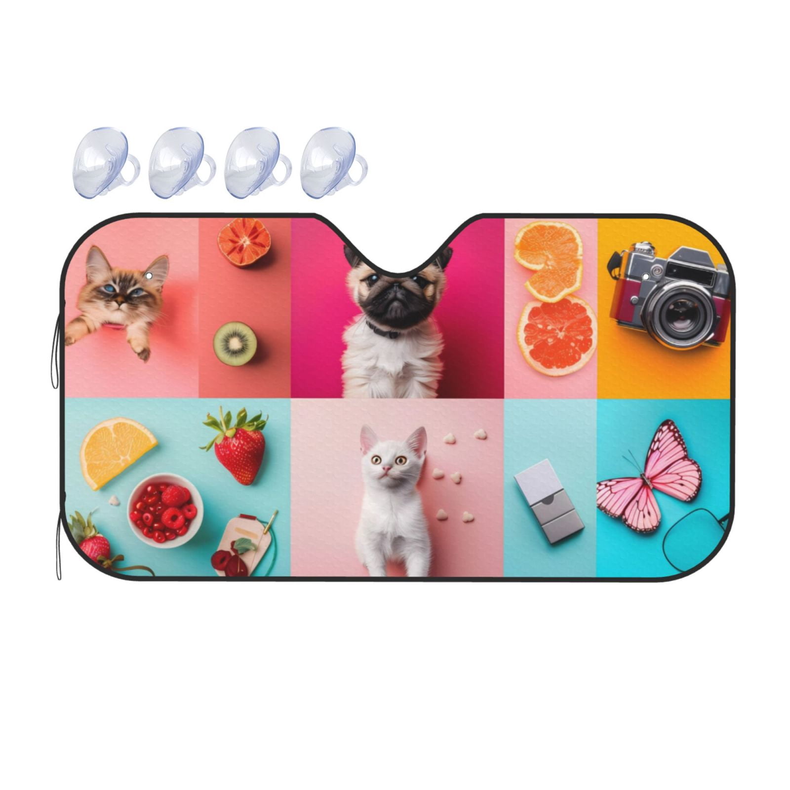Bingfone Colorful Dog Cat Collage Car Windshield Sunshade,Sun Foldable ...