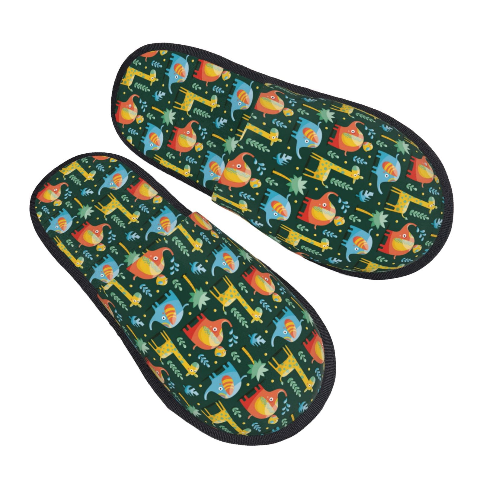 Bingfone Colorful Elephants House Slippers for Women Men with Soft ...