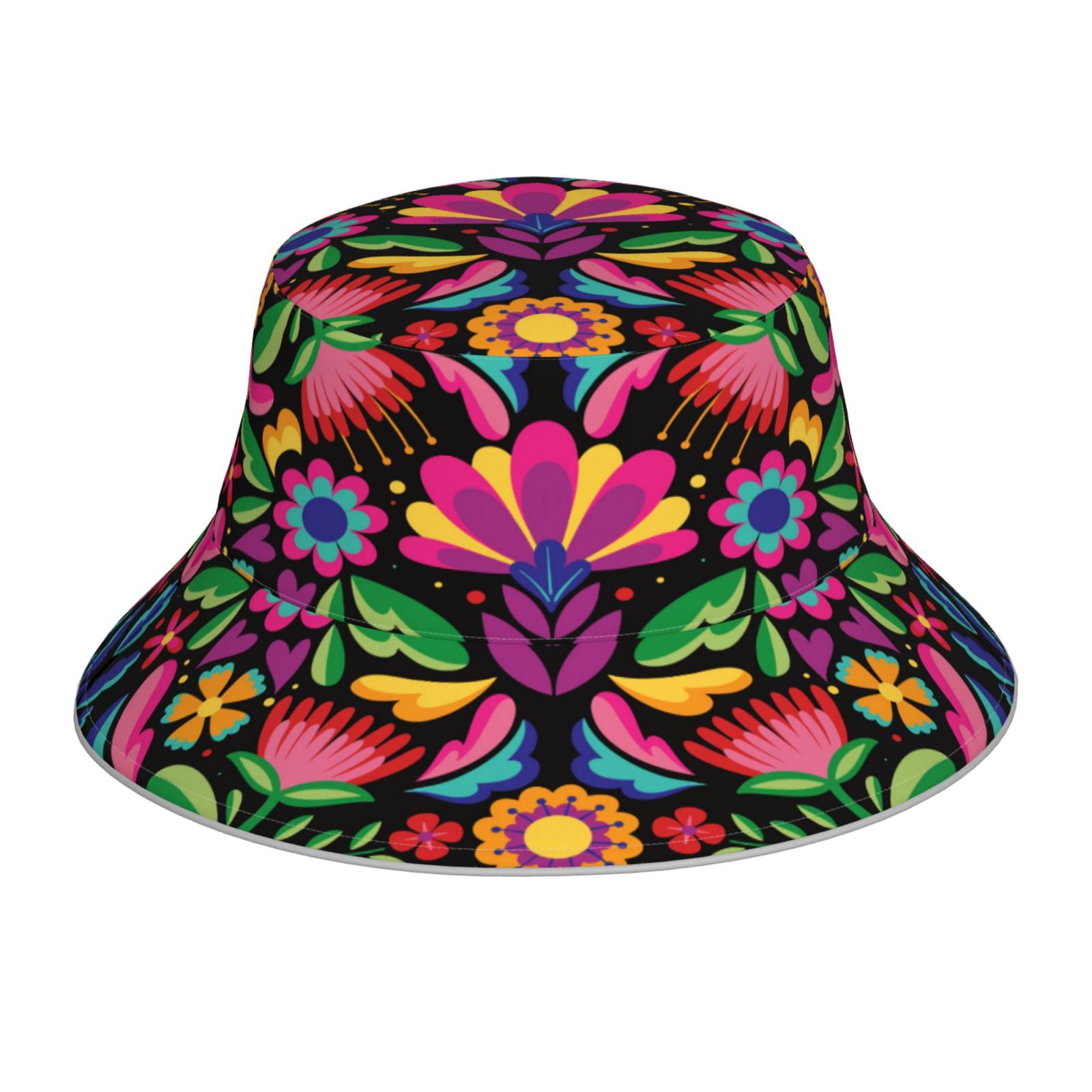 Bingfone Colorful Floral Embroidery Mexican Bucket Hat For Men Women ...