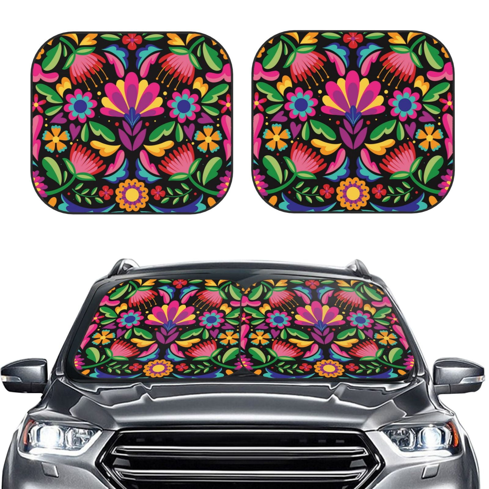 Bingfone Colorful Floral Embroidery Mexican Windshield Sun Shade 2 ...