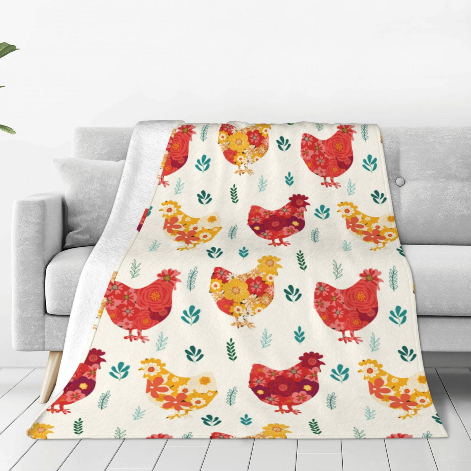 Bingfone Colorful Flower Chickens Print Flannel Fleece Blanket Throw ...