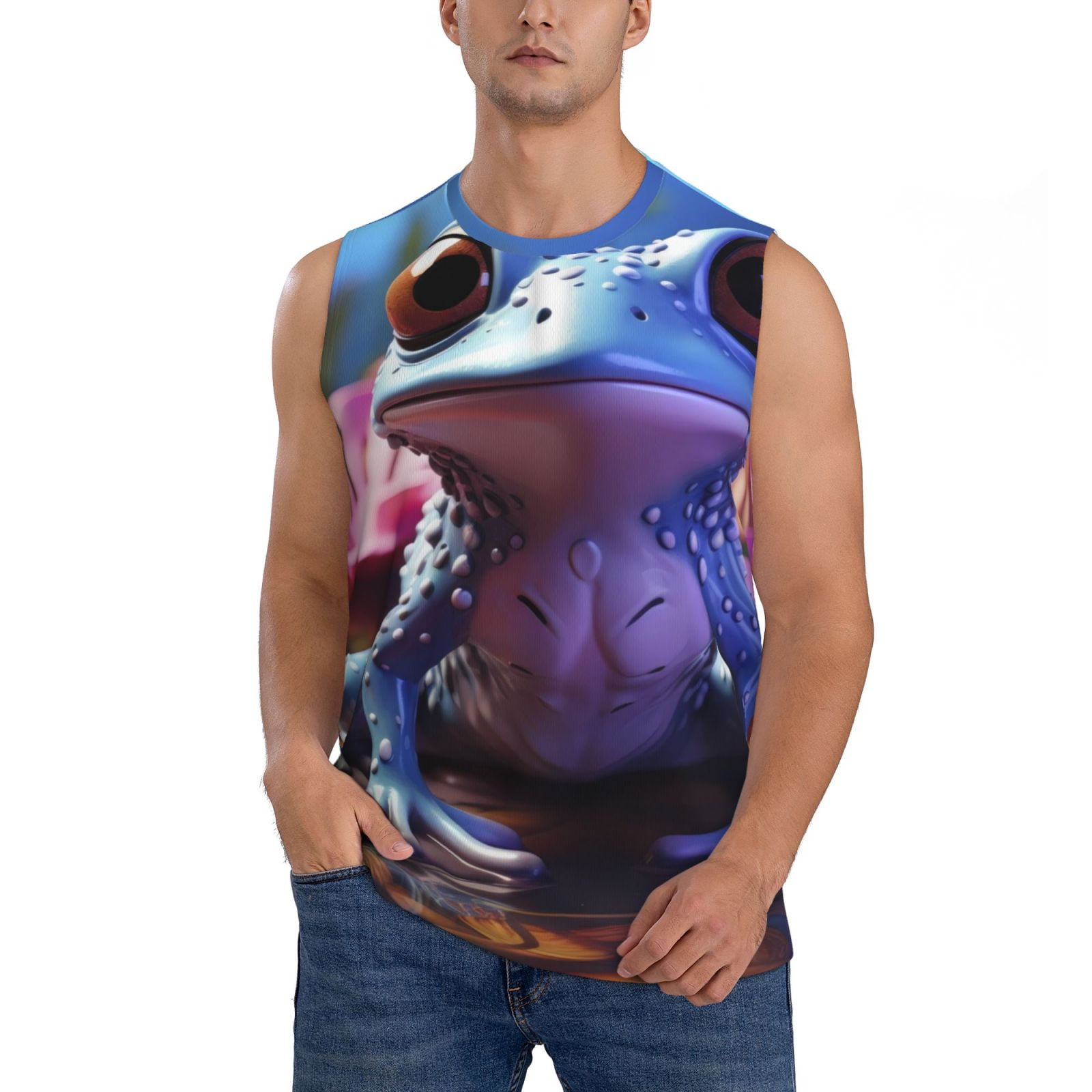 Bingfone Colorful Frog Among Flowers Pattern Men's Tank Tops Workout ...