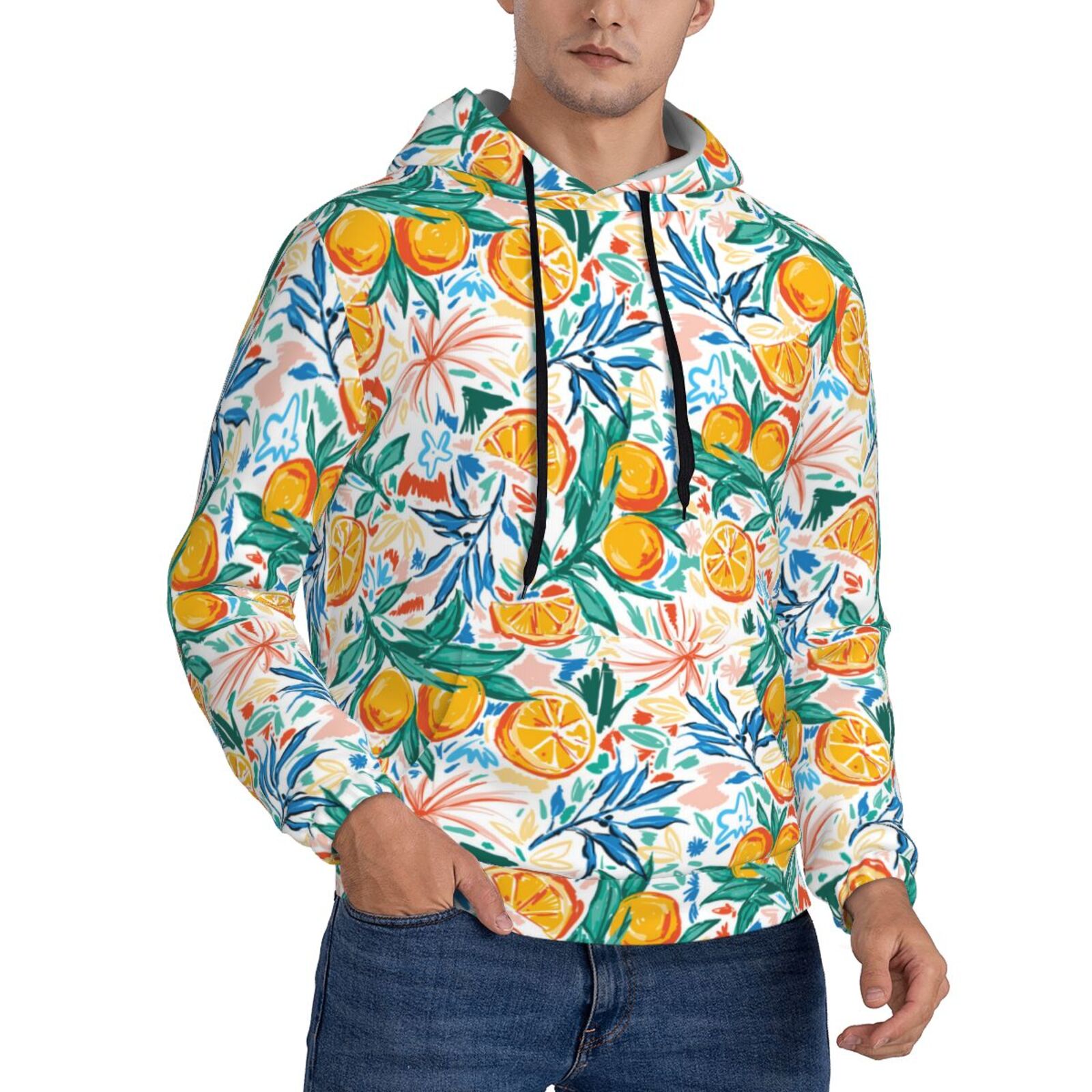 Bingfone Colorful Fruits Men's Drawstring Hoodie Long Sleeve Pocket ...