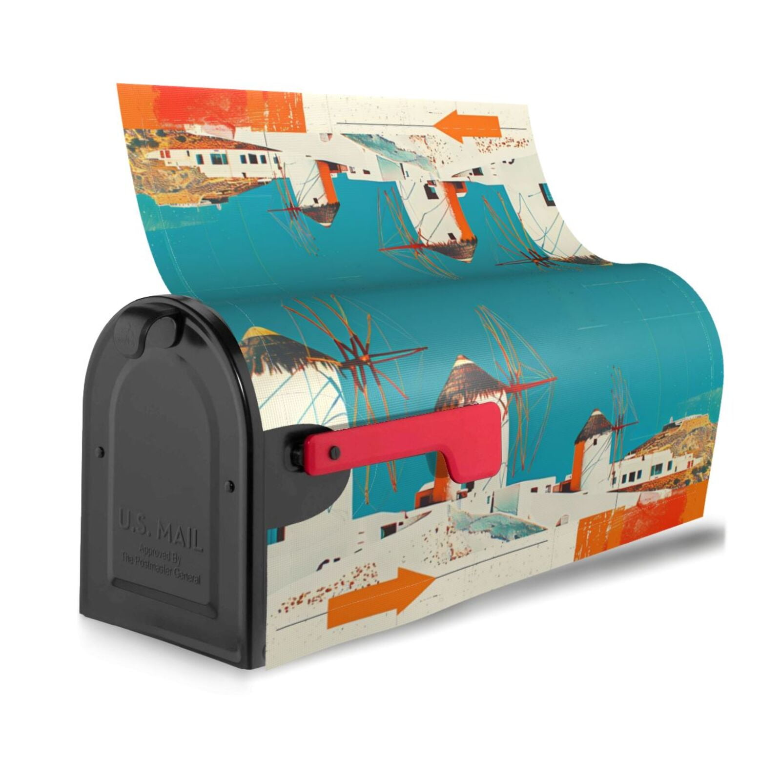 Bingfone Colorful Greek Windmills Magnetic Mailbox Cover Standard Size ...
