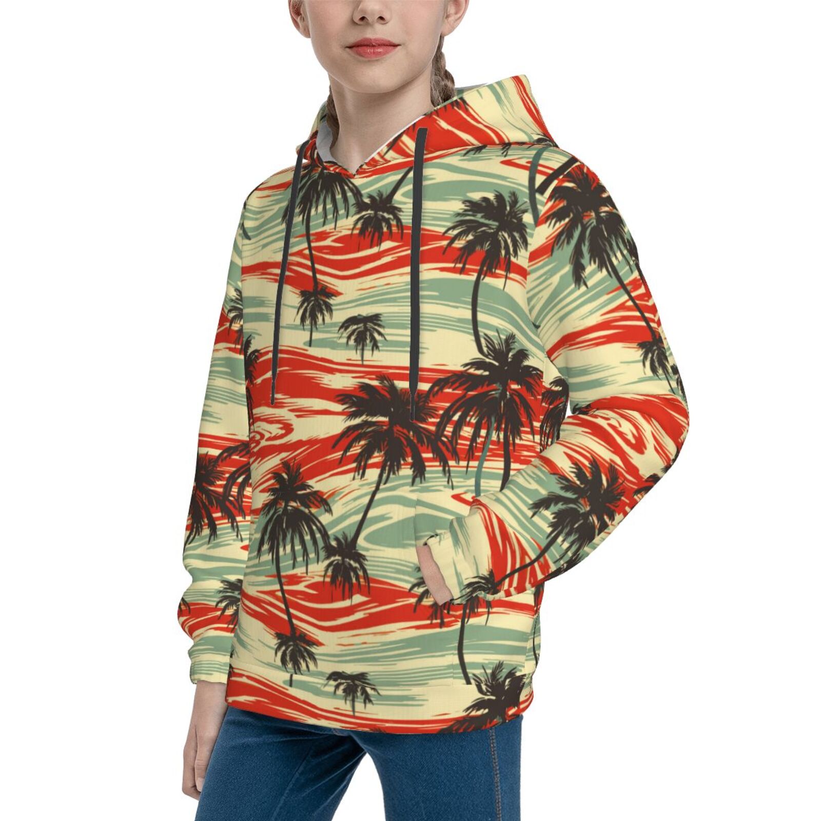 Bingfone Colorful Hawaii Palms Pattern Youth Classic Hoodies Soft ...