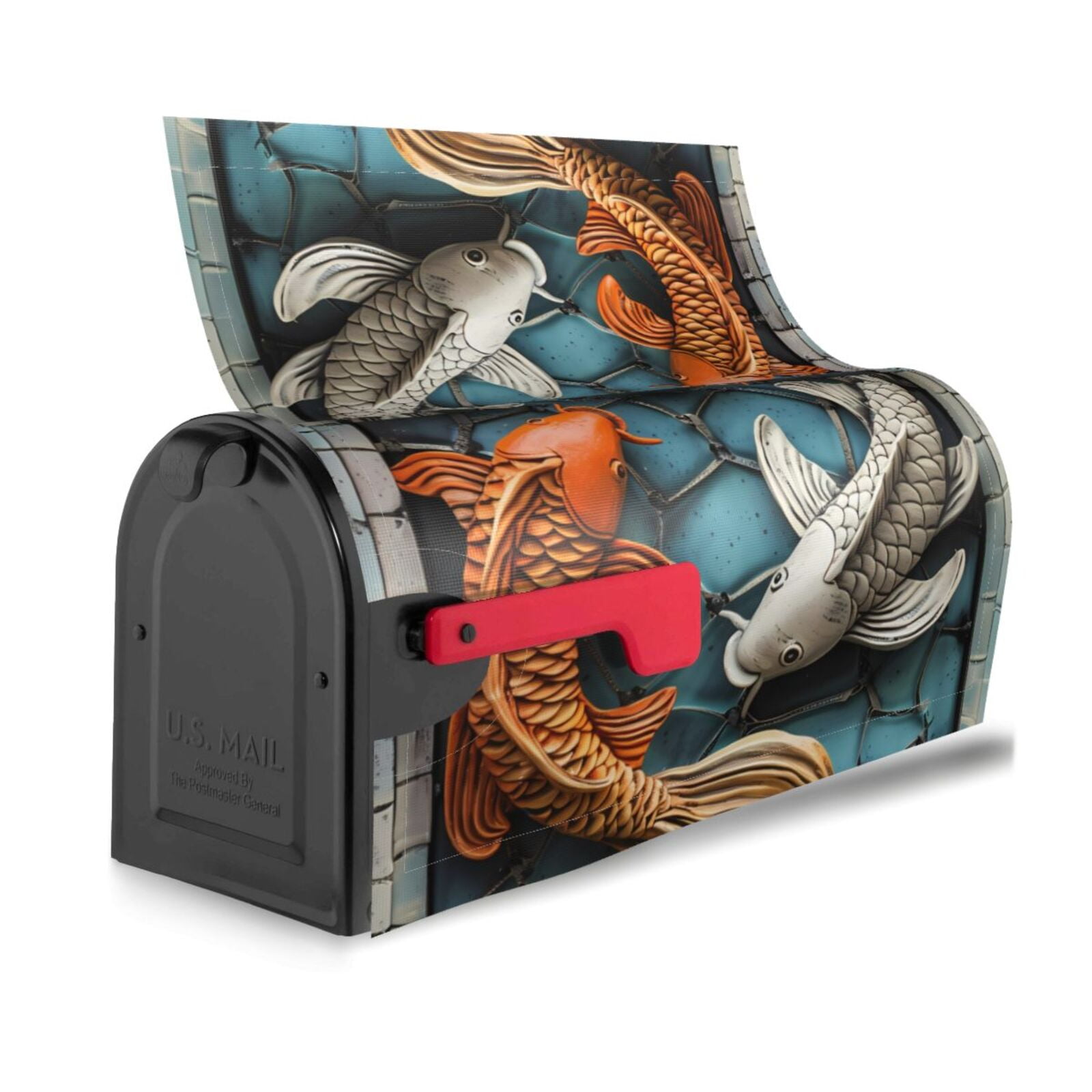 Bingfone Colorful Koi Fish Art Magnetic Mailbox Cover Standard Size for ...