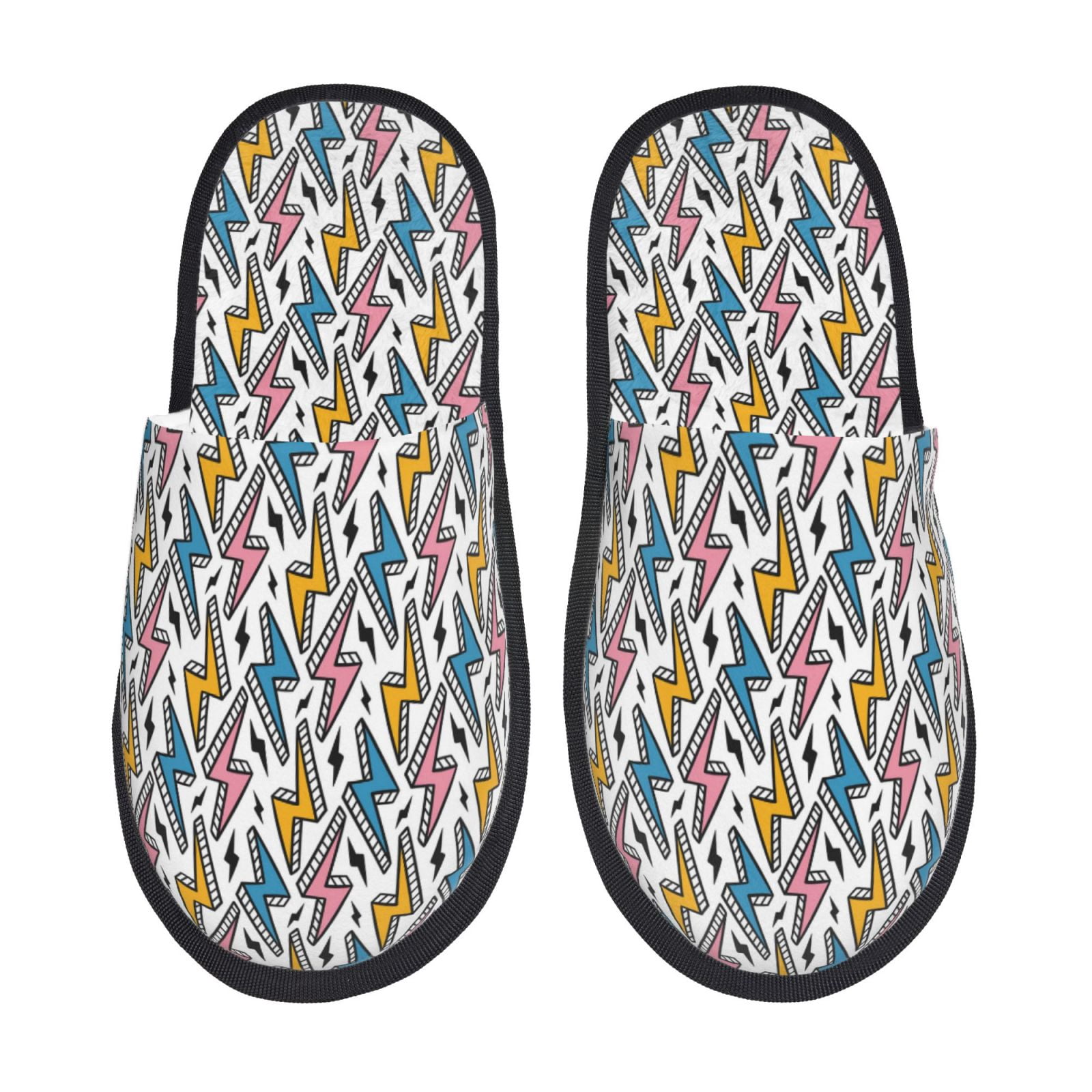 Bingfone Colorful Lightning Bolts House Slippers for Women Men with ...