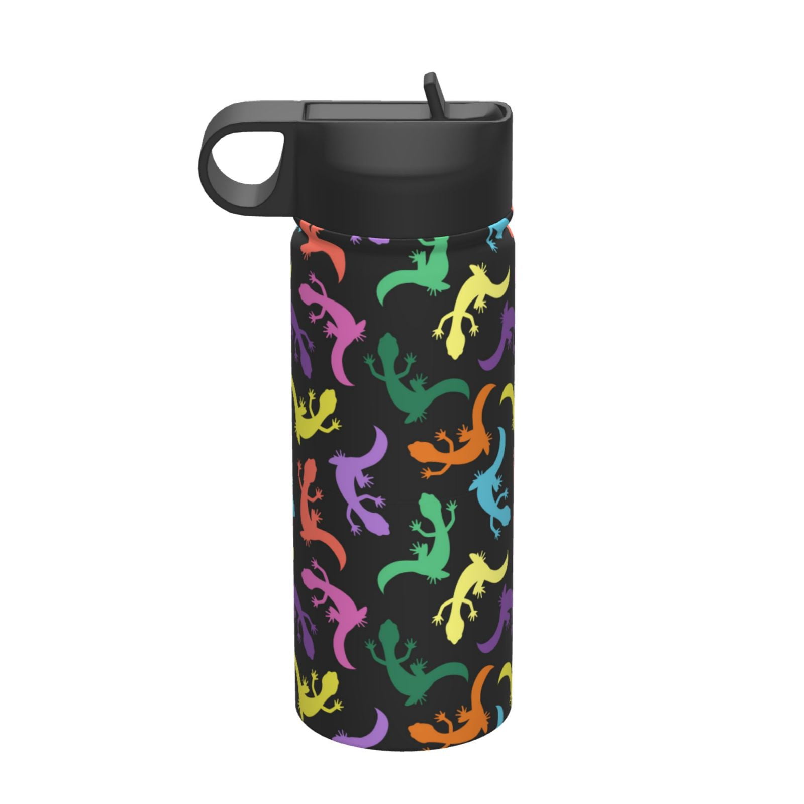 Bingfone Colorful Lizards Print 18oz Sports Insulated Kettle With Straw ...