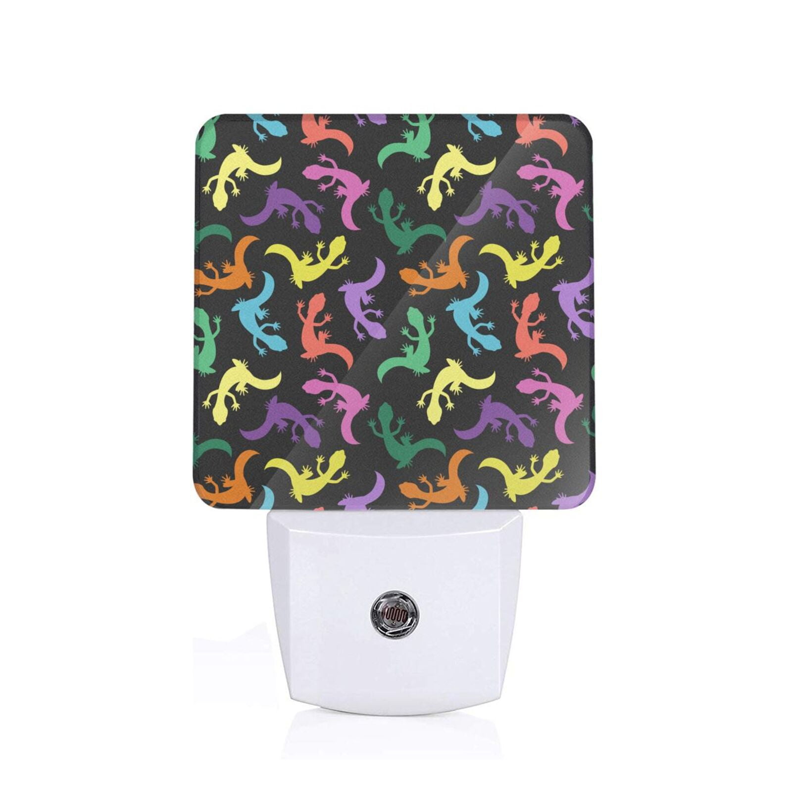 Bingfone Colorful Lizards Print Night Lights Plug into Wall,Dusk to ...