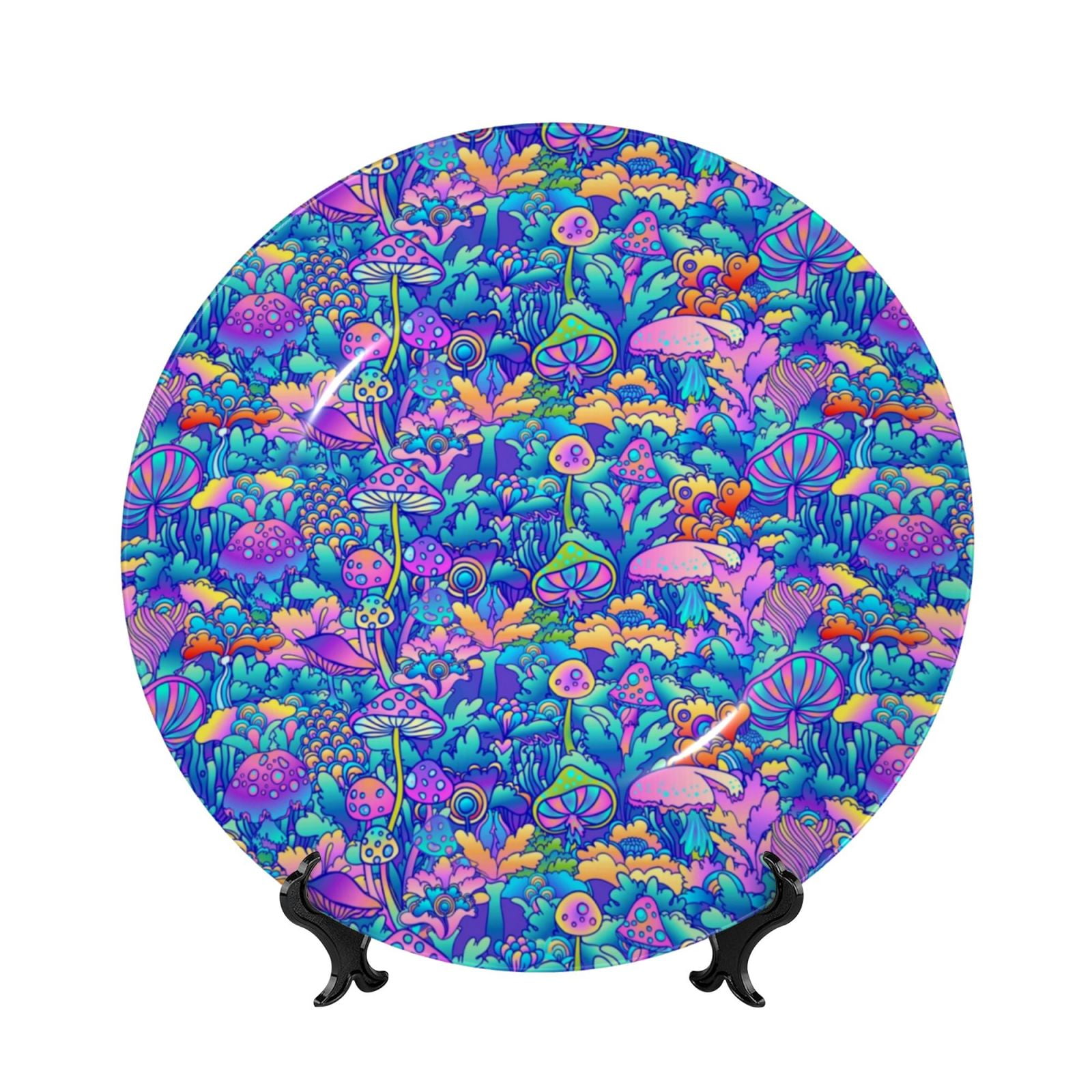 Bingfone Colorful Mushrooms Print Bone China Dinner Decorative Plates ...