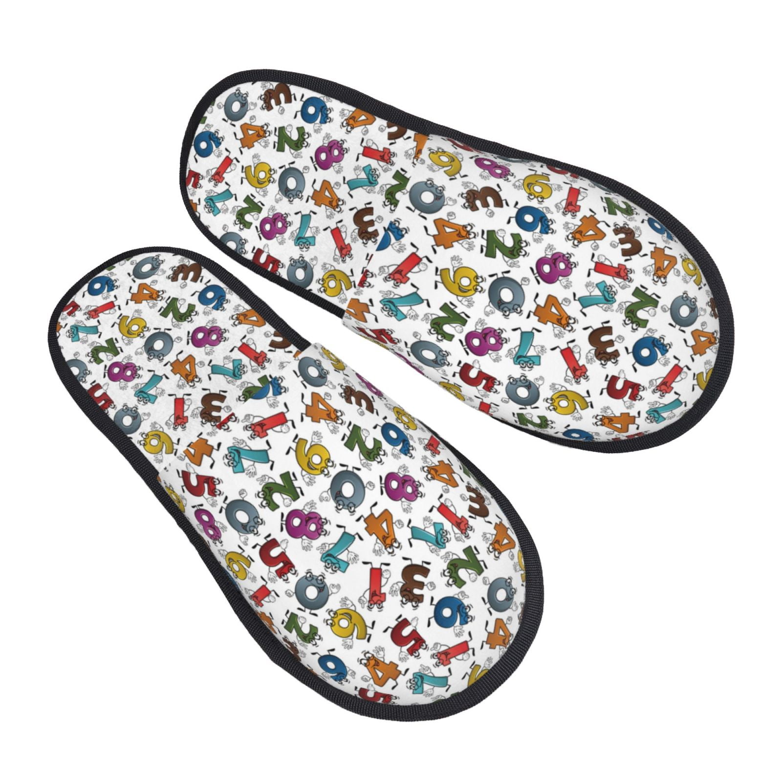 Bingfone Colorful Numbers House Slippers for Women Men with Soft Rubber ...