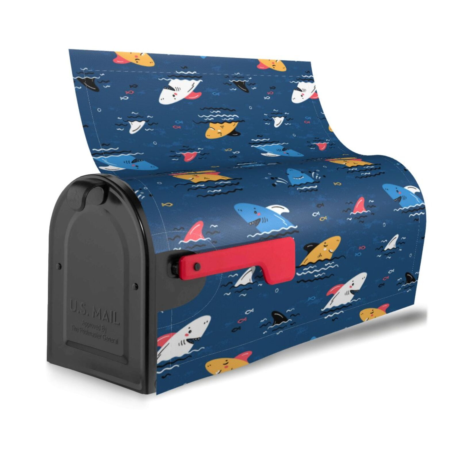 Bingfone Colorful Ocean Shark Magnetic Mailbox Cover Standard Size for ...