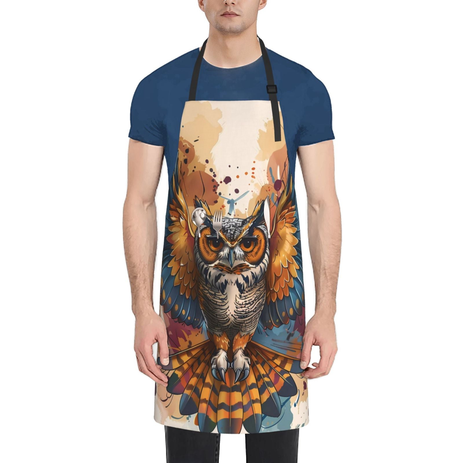 Bingfone Colorful Owl Tattoo Art Apron Gifts For Men, Women ...