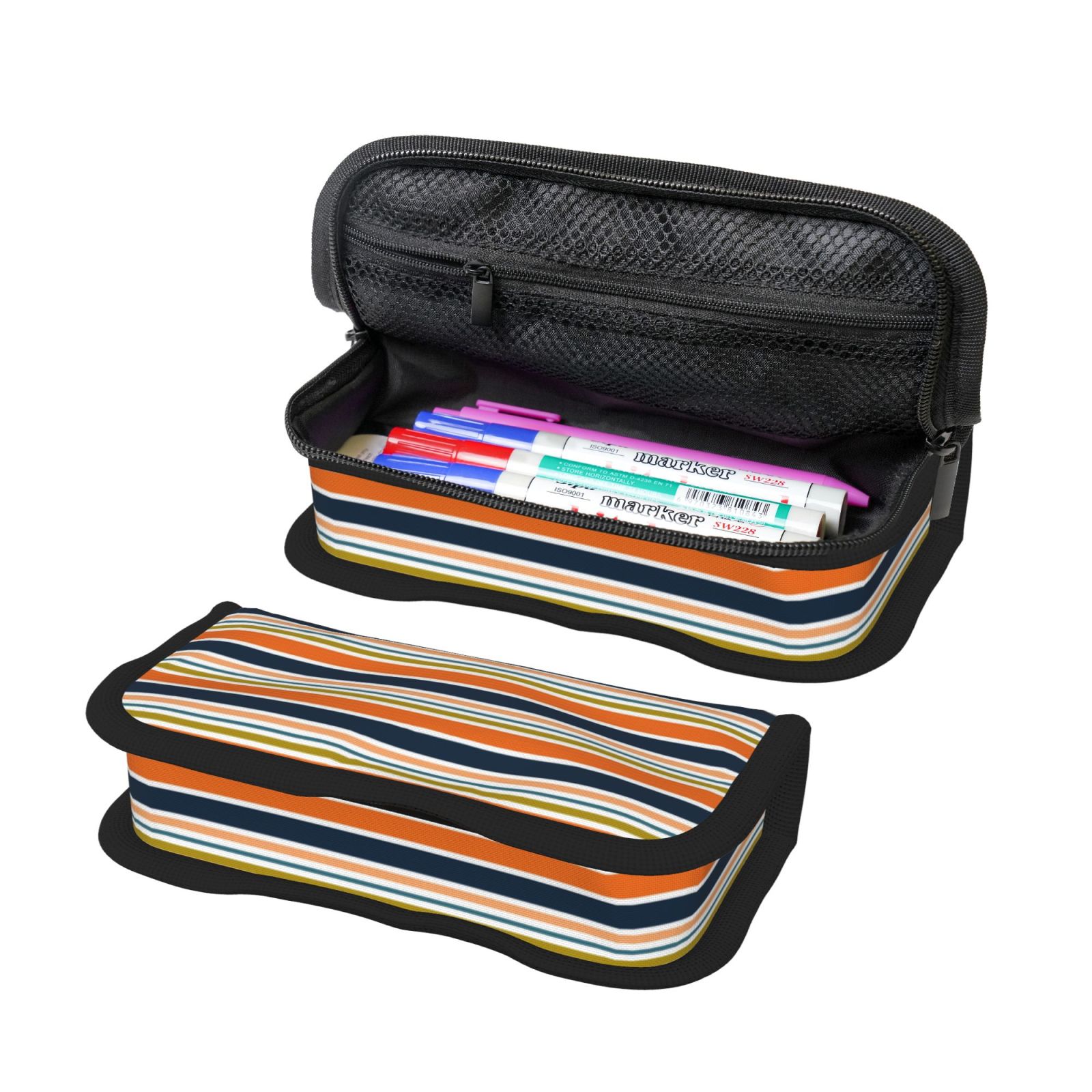 Bingfone Colorful Pastel Stripes Print Pencil Case Large Capacity ...